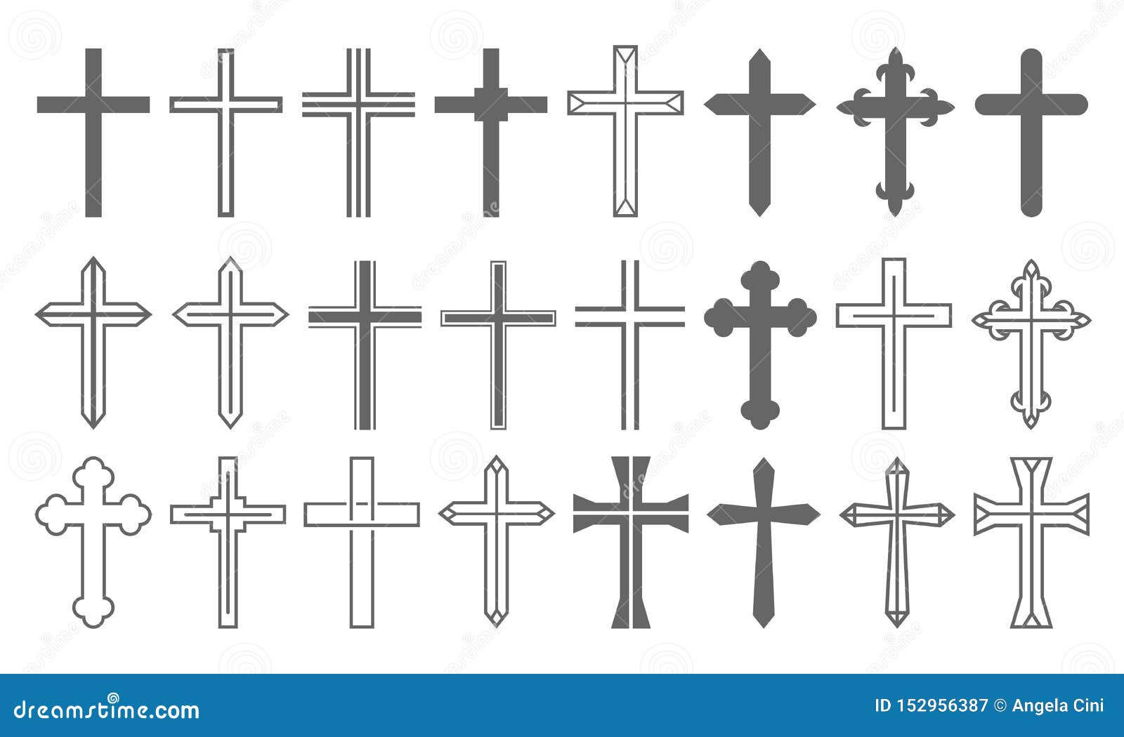 Cross Set Christian Icon Collection Stock Vector - Illustration of ...