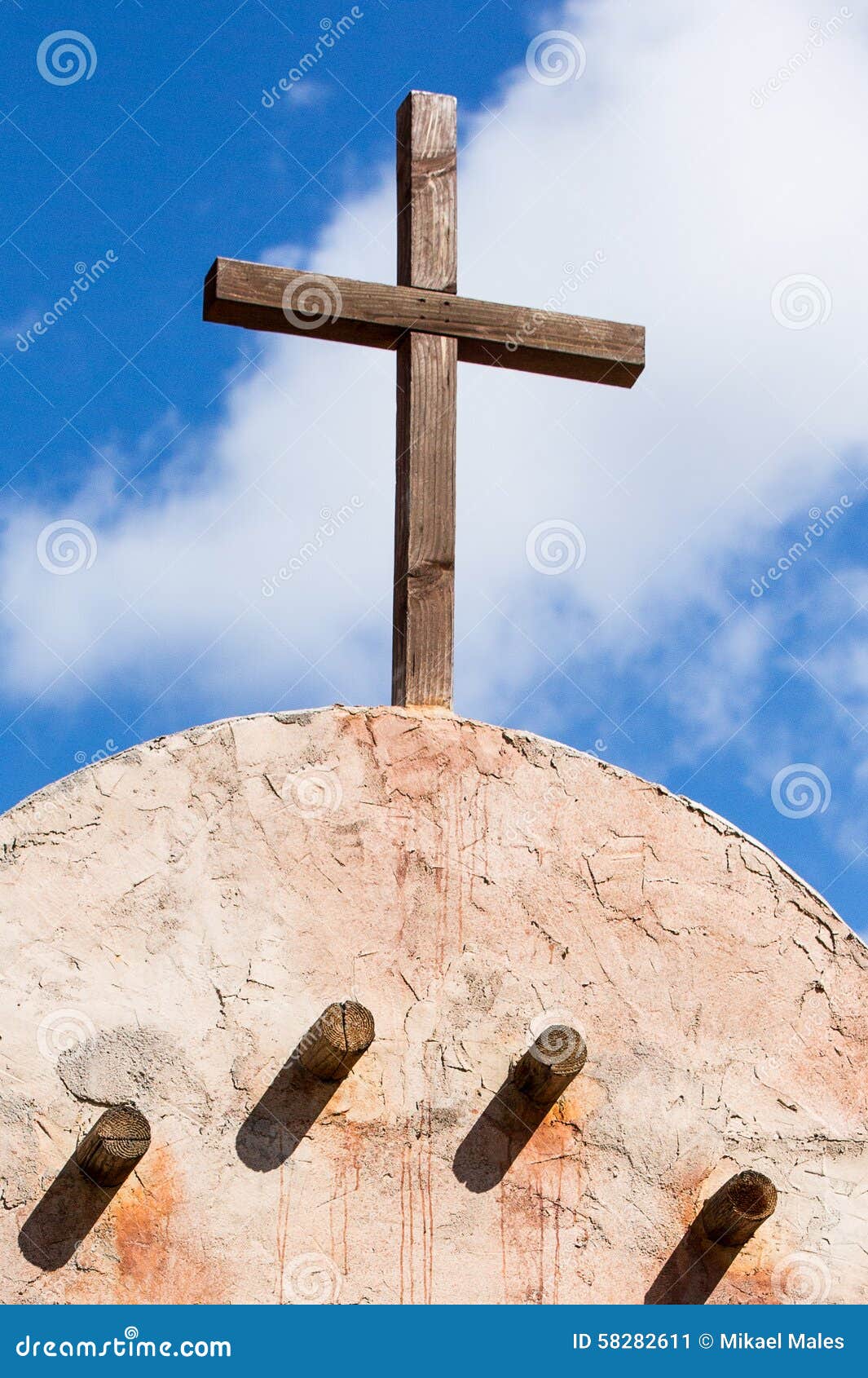 Cross Setting on Top of Old Adobe Hut Stock Image - Image of dusty ...