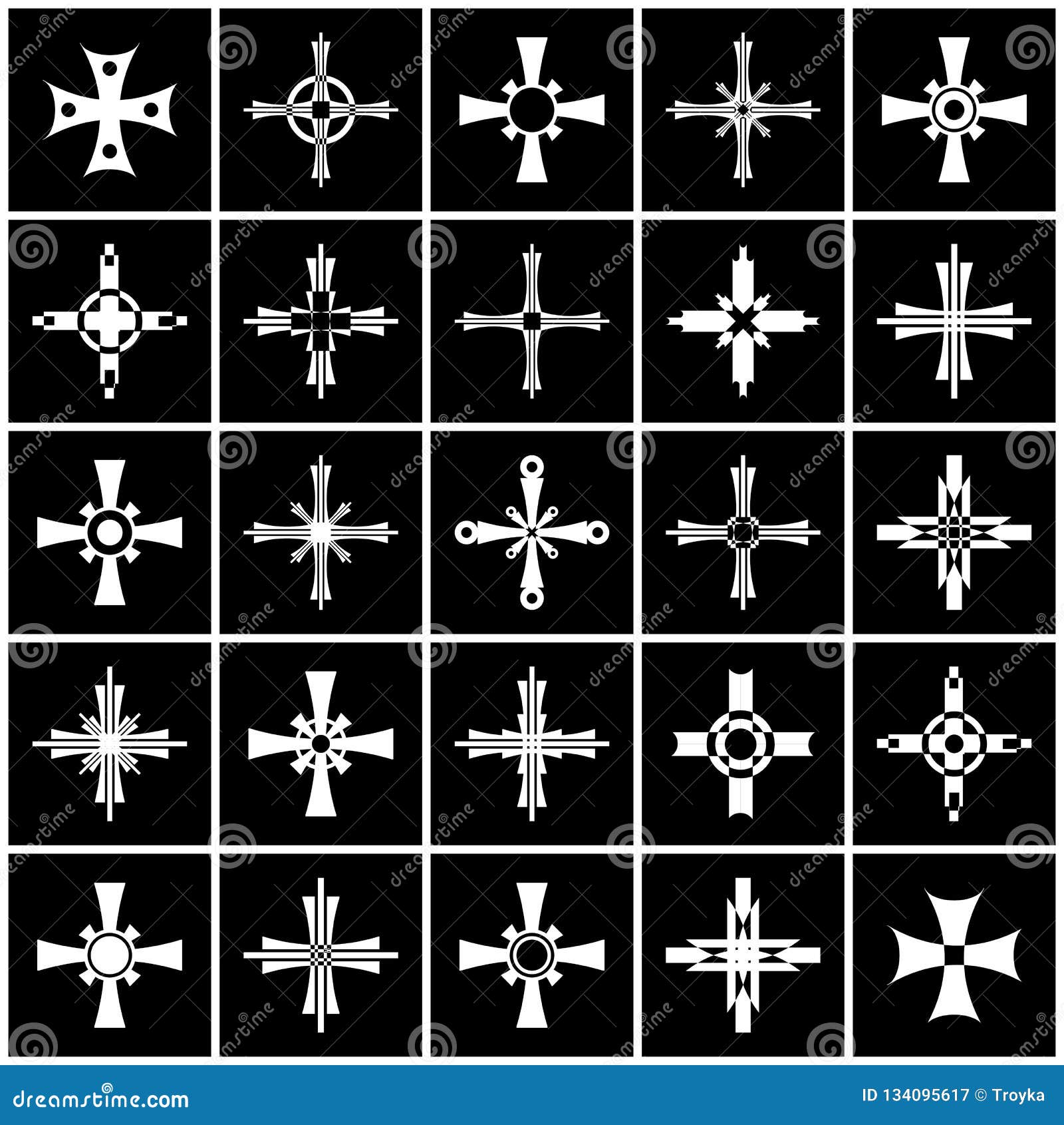 Cross Shape Icons. Design Elements Set Stock Vector - Illustration of ...
