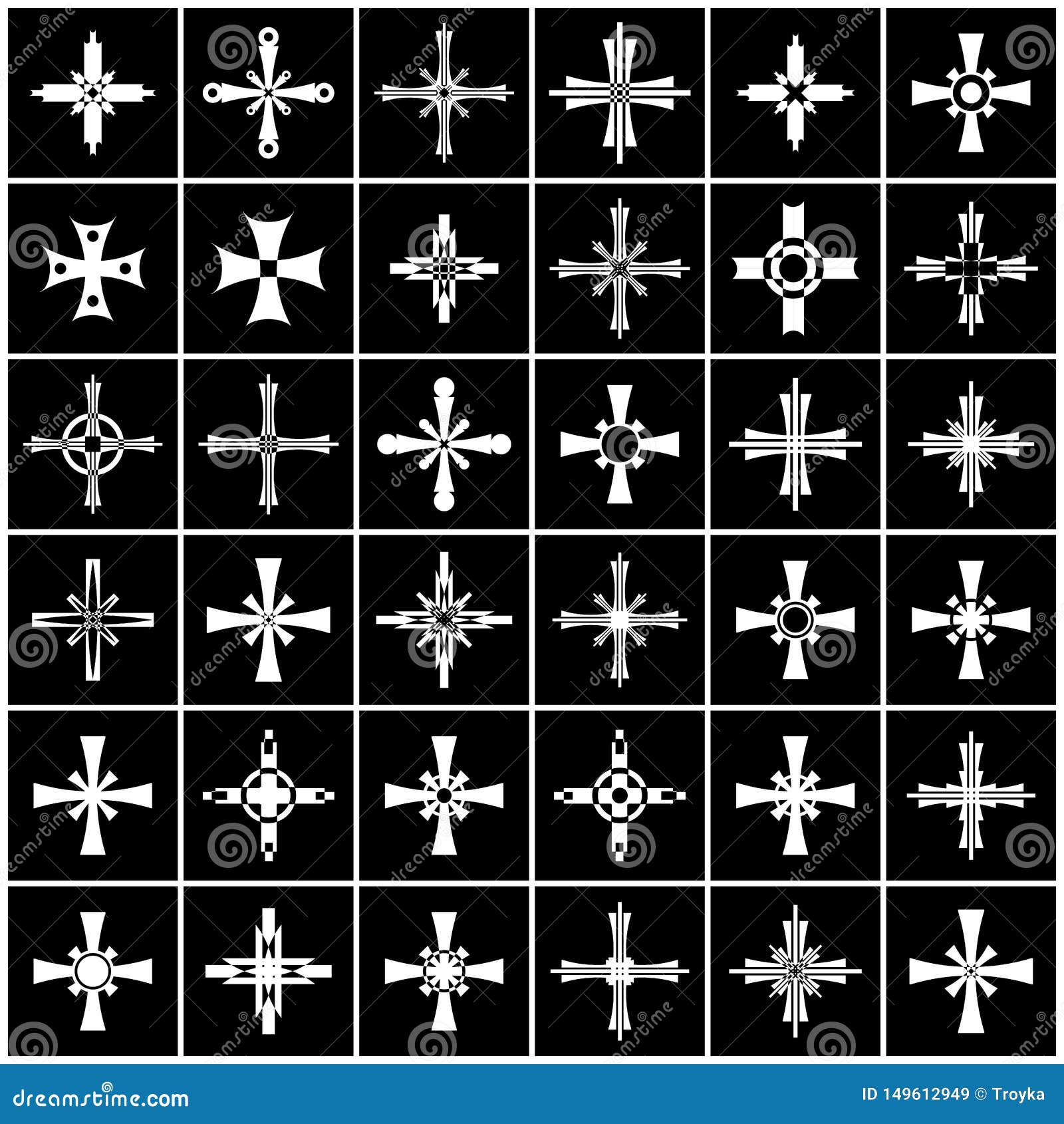 Cross Shape Icons. Design Elements Set Stock Vector - Illustration of ...