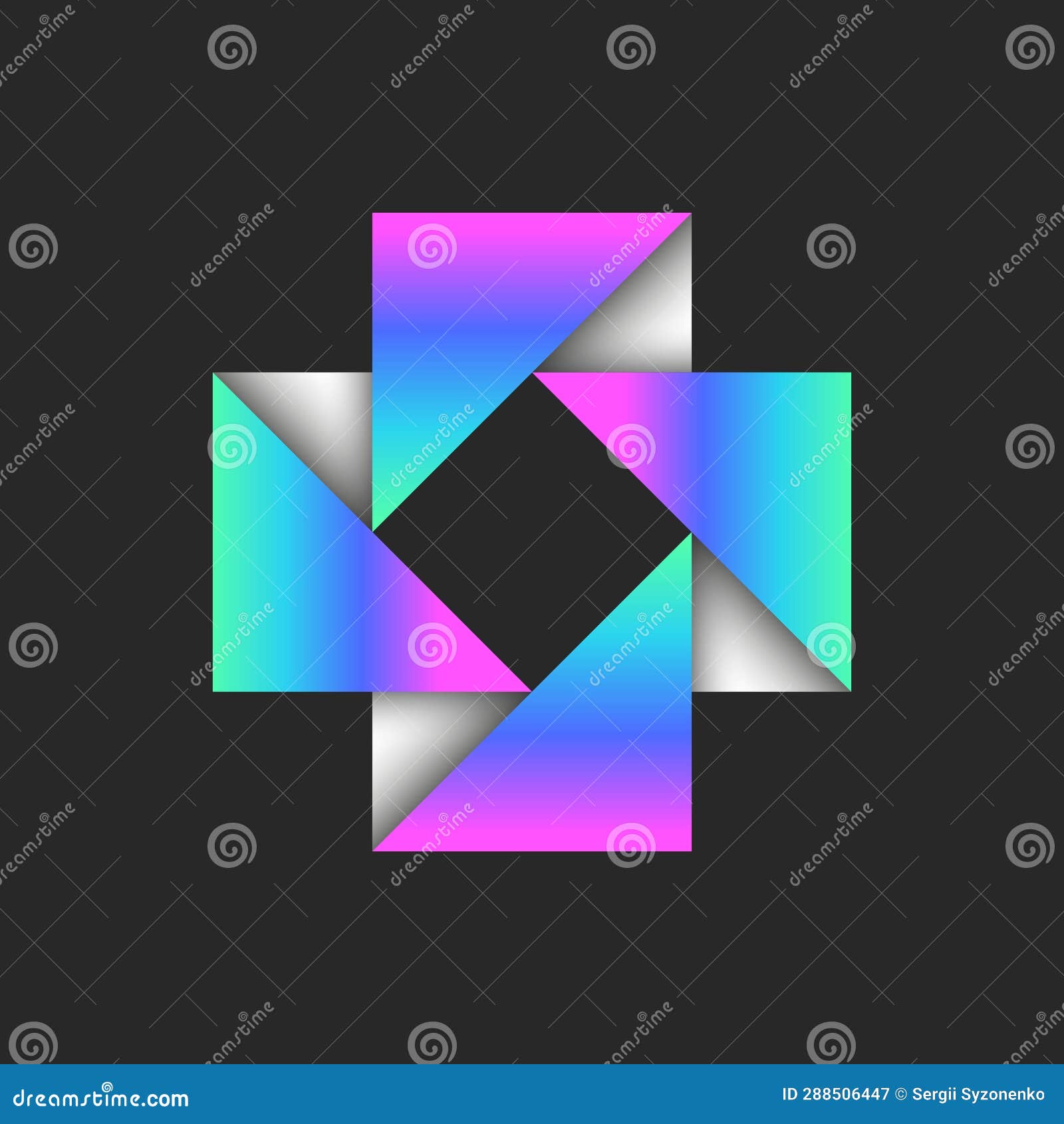 Cross Shape Logo with Rectangle Corners from Fold a Piece of Paper ...