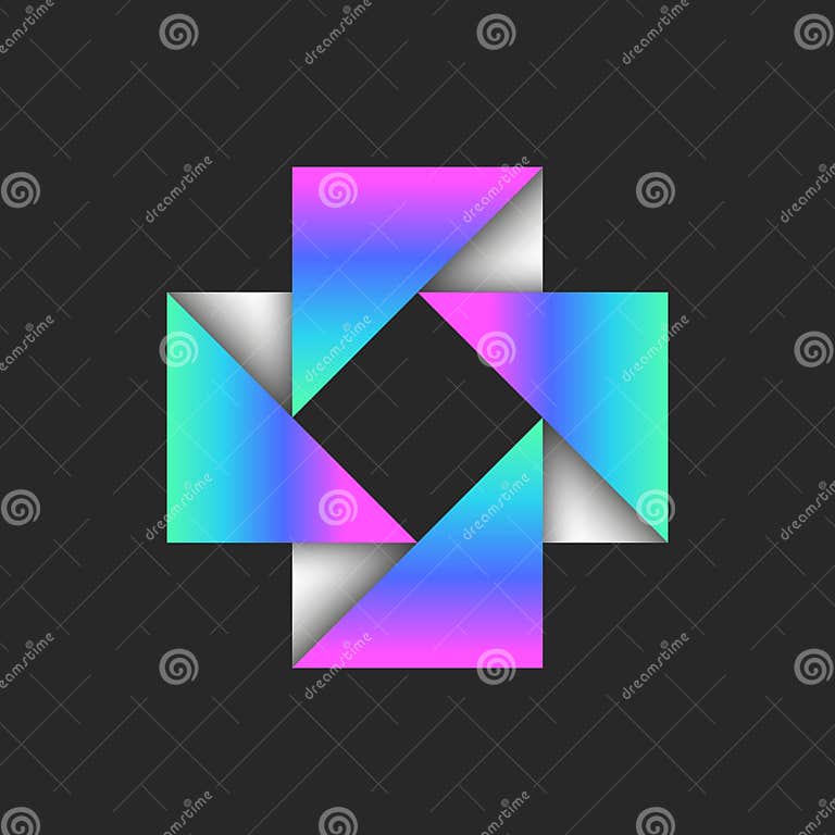 Cross Shape Logo with Rectangle Corners from Fold a Piece of Paper ...