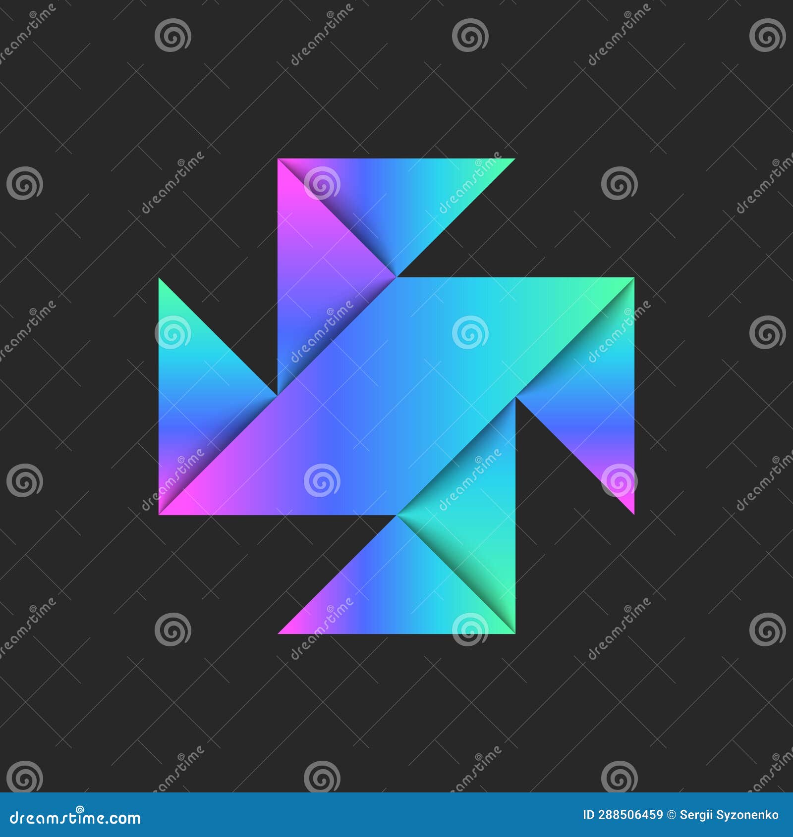 Cross Shape Logo with Sharp Corners of Plastic Vibrant Gradient ...