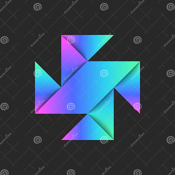 Cross Shape Logo with Sharp Corners of Plastic Vibrant Gradient ...