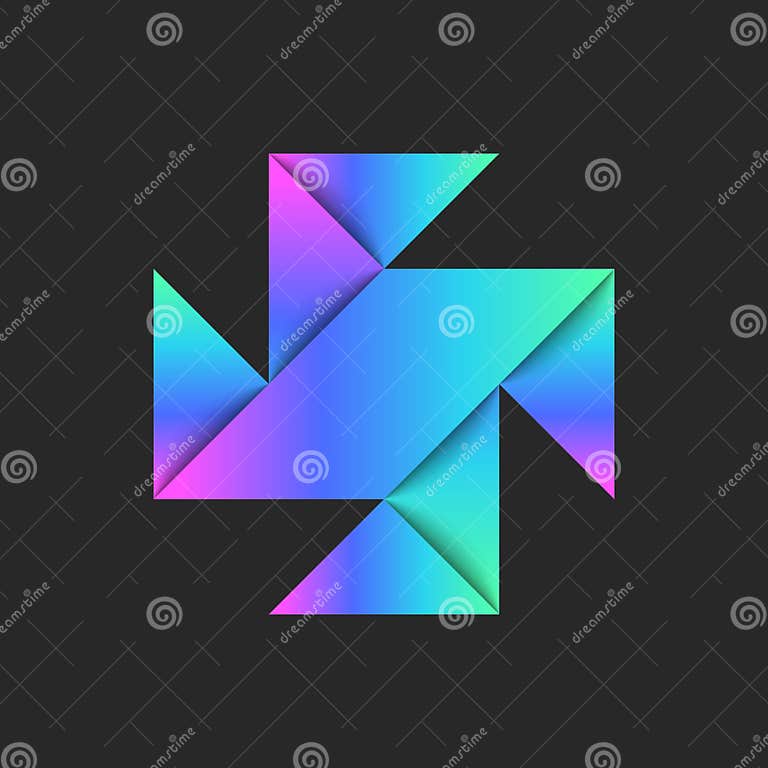 Cross Shape Logo with Sharp Corners of Plastic Vibrant Gradient ...