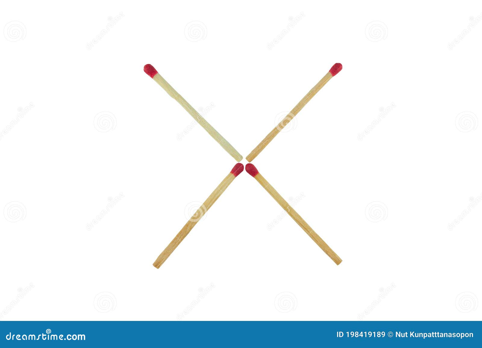 Cross Shape of Red Matchsticks Isolated on White Background, Top View ...