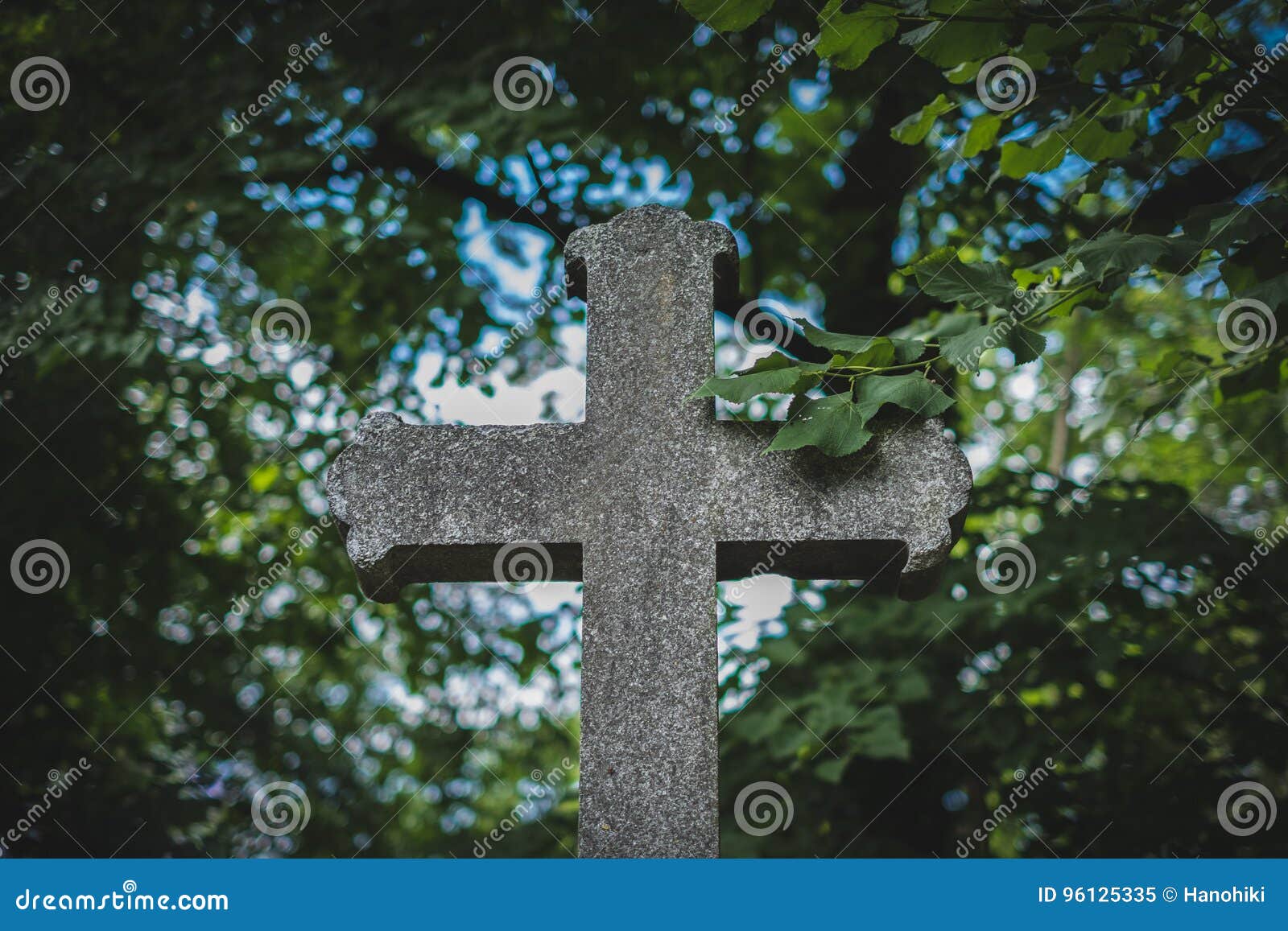 Cross Shaped Gravestone - Stone Cross Stock Image - Image of plants ...