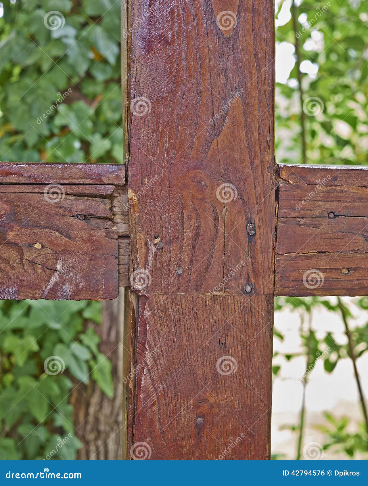 Cross shaped wood junction stock photo. Image of textured - 42794576