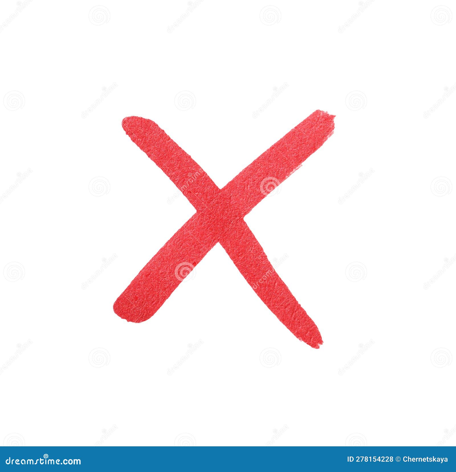 Cross Sign Drawn with Red Marker Isolated on White, Top View Stock ...