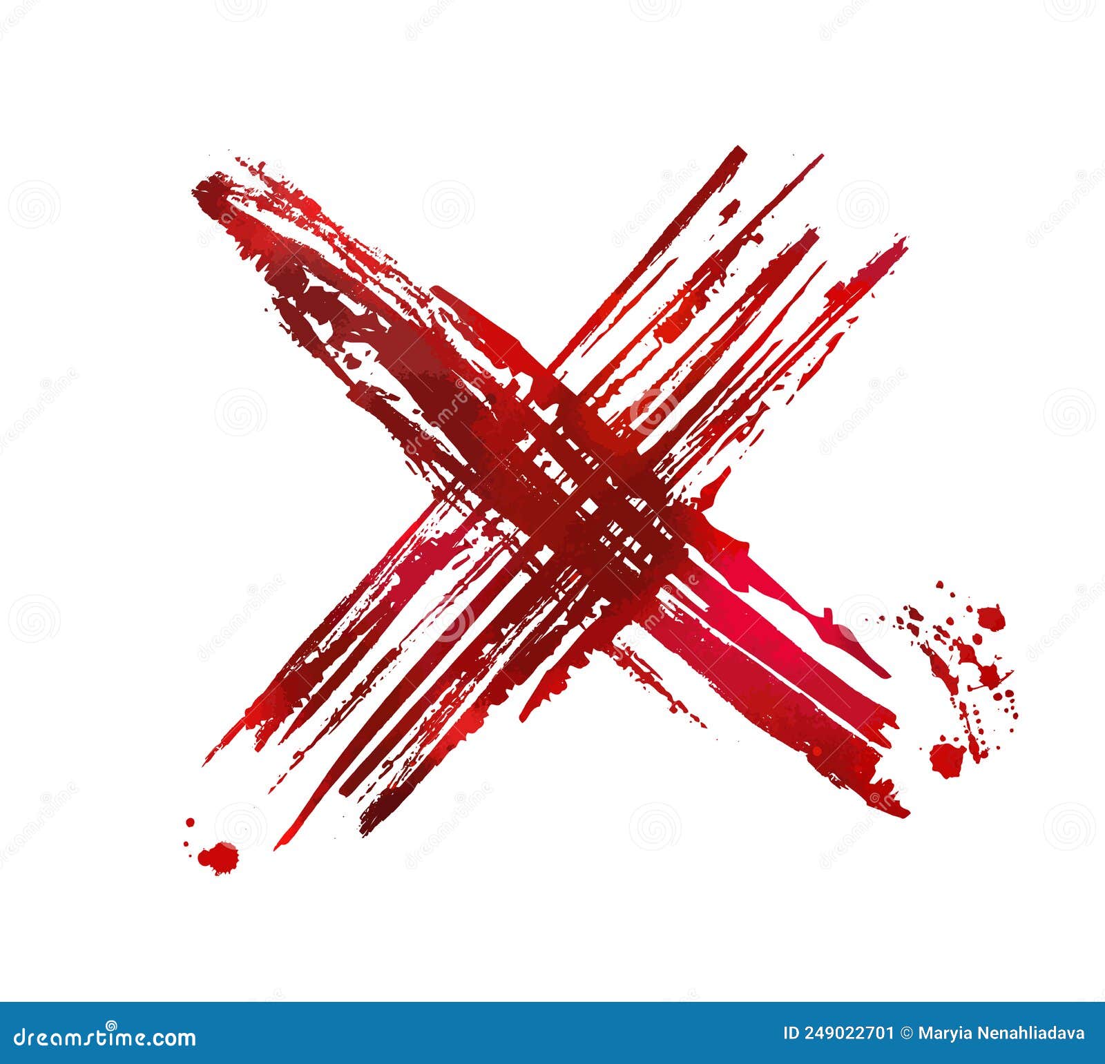 Cross Sign Element. Red Grunge X Icon, Isolated on White Background ...