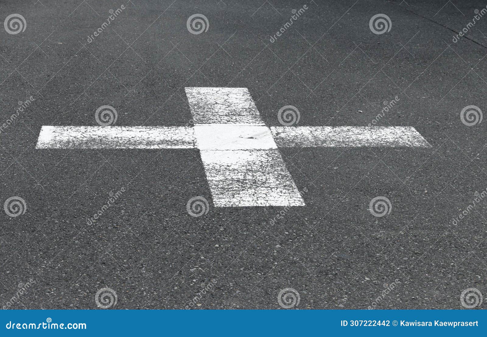 Cross sign on road stock photo. Image of pedestrian - 307222442