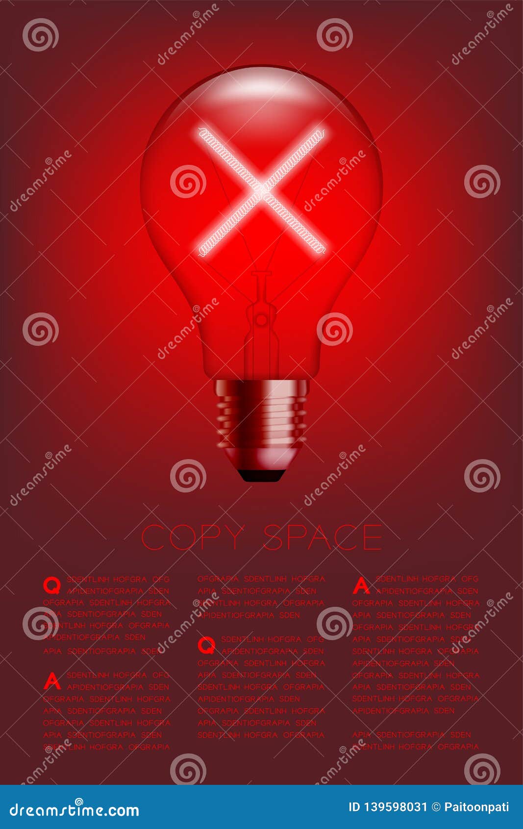 Cross Sign Shape Incandescent Light Bulb Switch on Set Wrong Idea ...