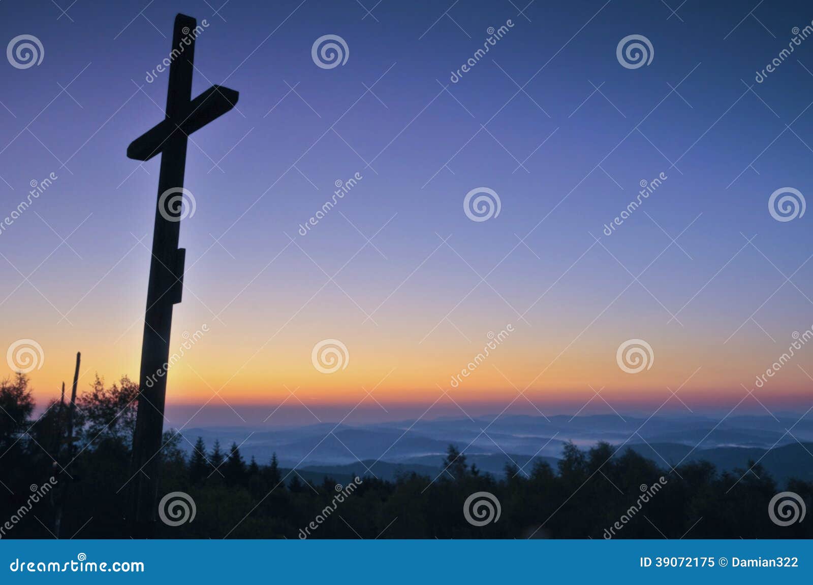 Cross Silhouette with the Sunset As Background Stock Image - Image of ...