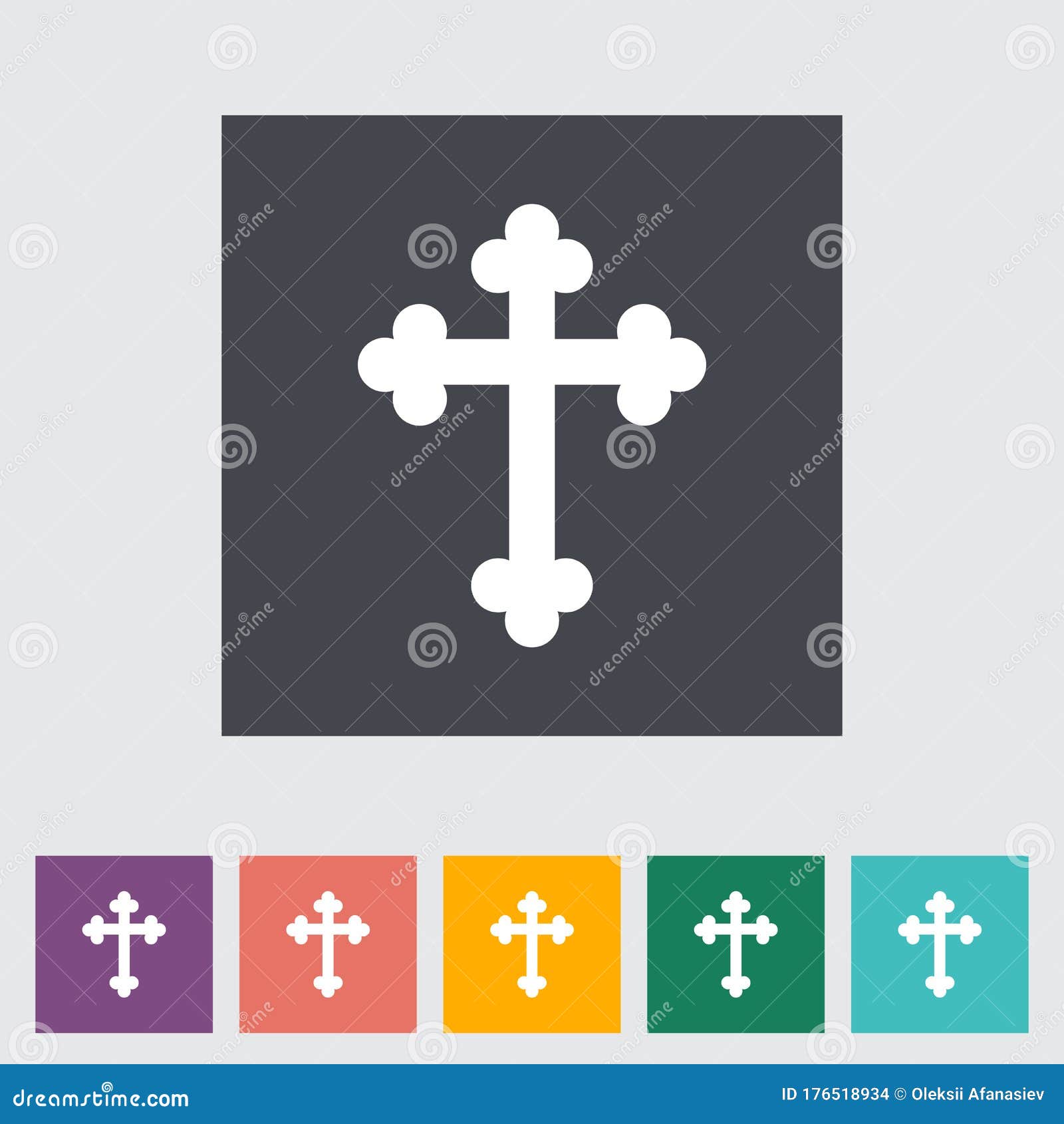 Cross single flat icon. stock vector. Illustration of catholic - 176518934