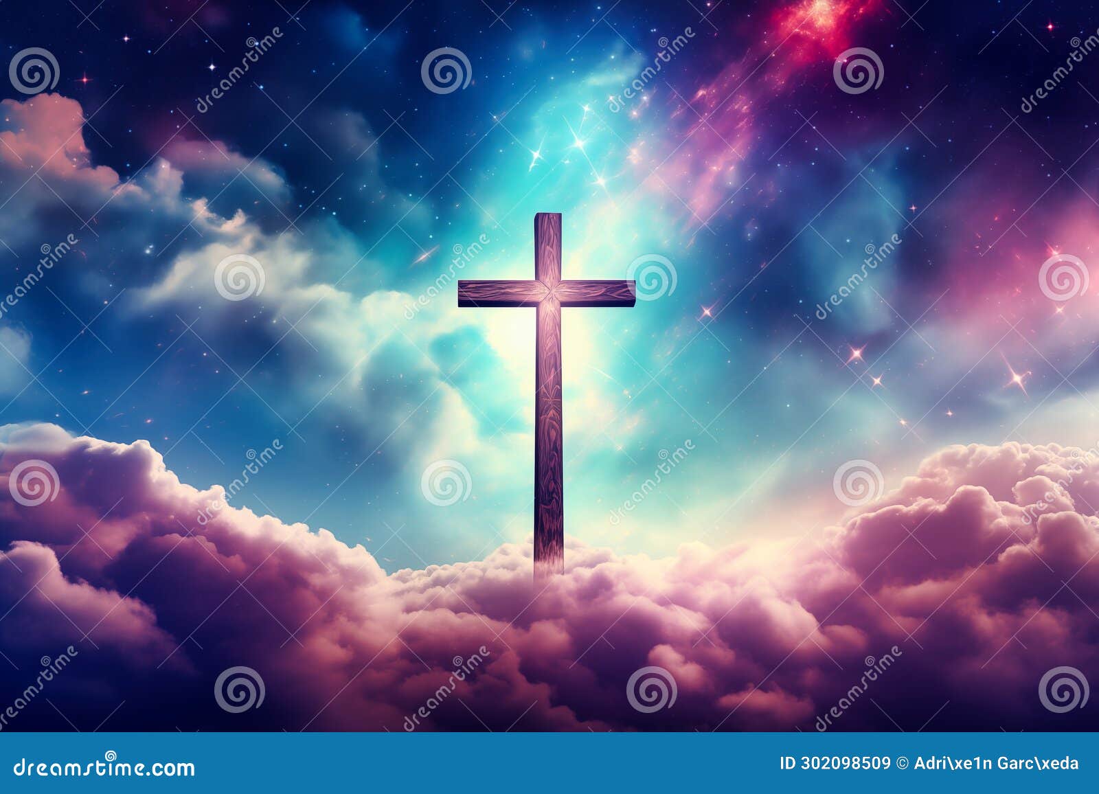 Cross in the Sky with Clouds Stock Illustration - Illustration of ...