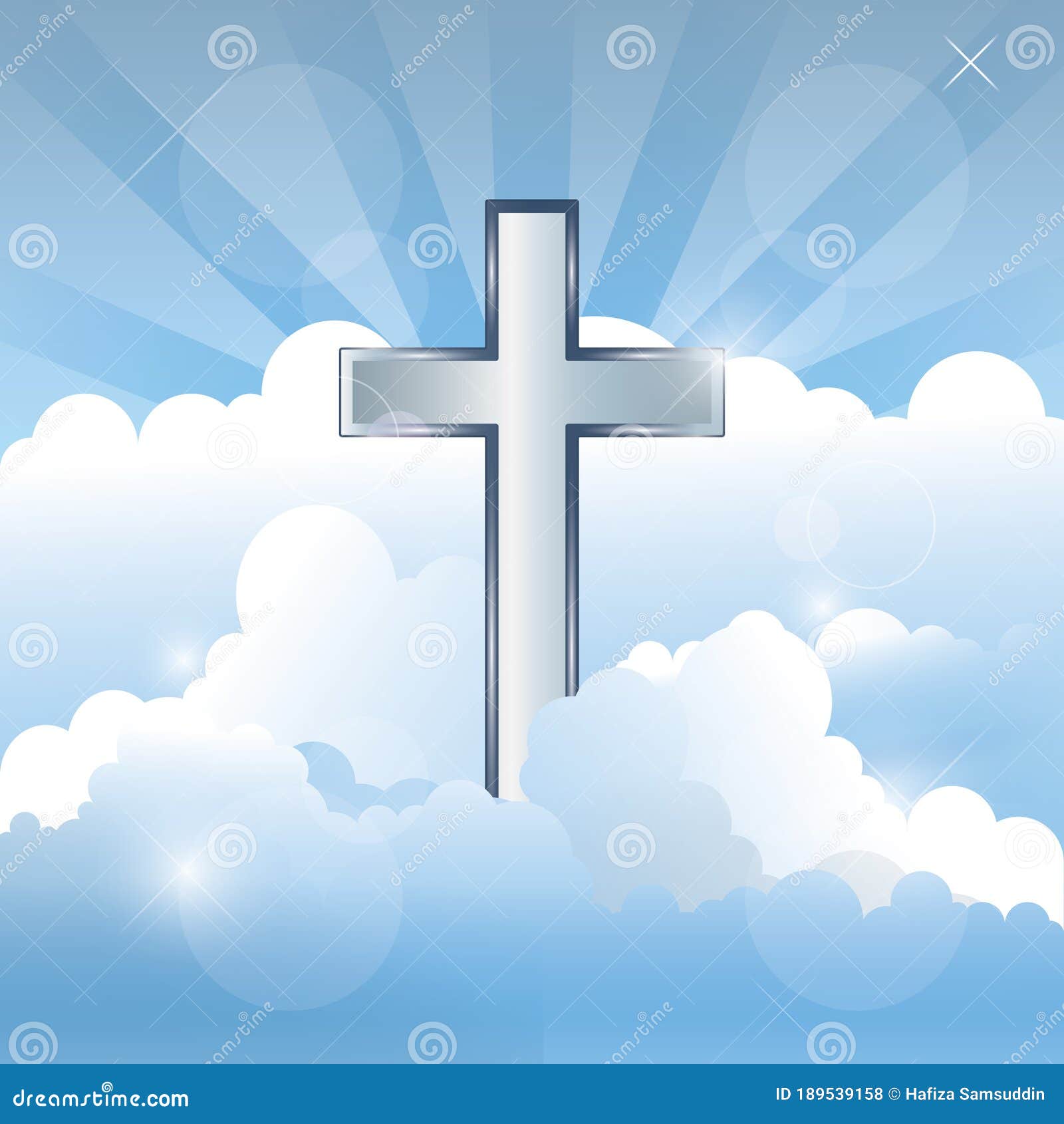 Cross in the Sky and Clouds. Vector Illustration Decorative Design ...