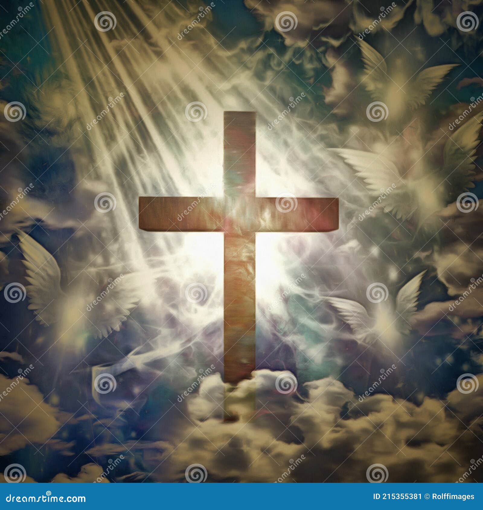 Cross in the Sky stock illustration. Illustration of paradise - 215355381