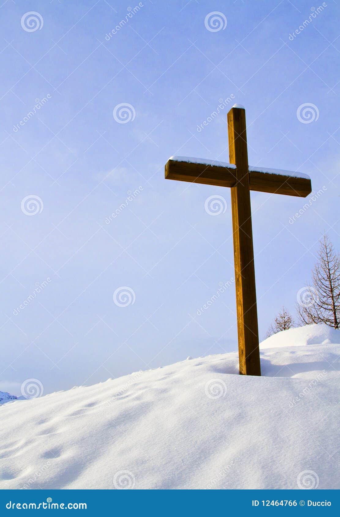 Cross the snow stock photo. Image of natural, faithful - 12464766