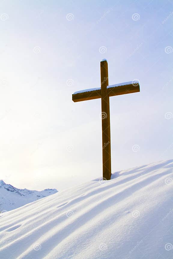 Cross the snow stock photo. Image of outside, religious - 12478338