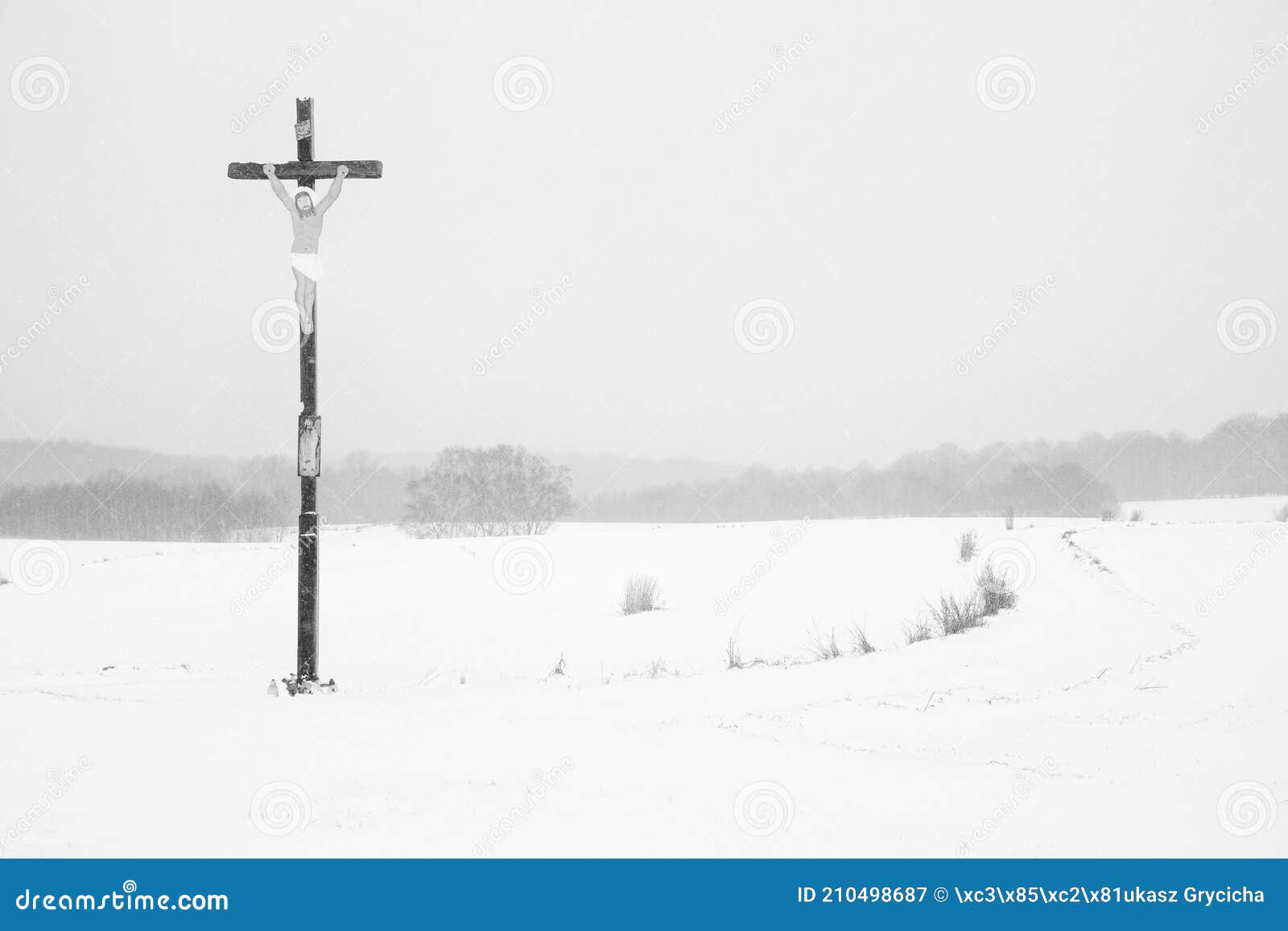 Cross in snow stock image. Image of cool, snow, snowstorm - 210498687