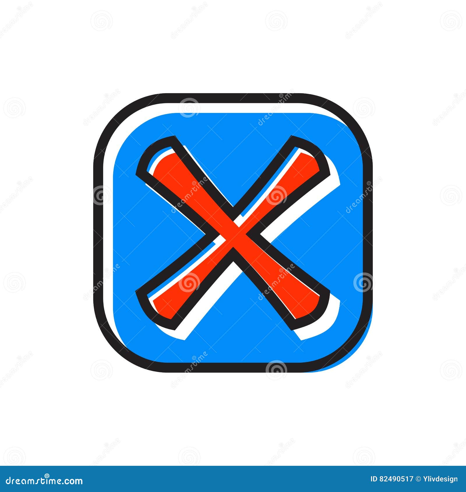 Cross in Square Icon, Flat Style Stock Vector - Illustration of ...