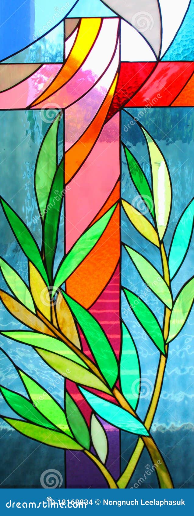 Cross of Stained Glass Window Stock Photo - Image of catholic, detail ...