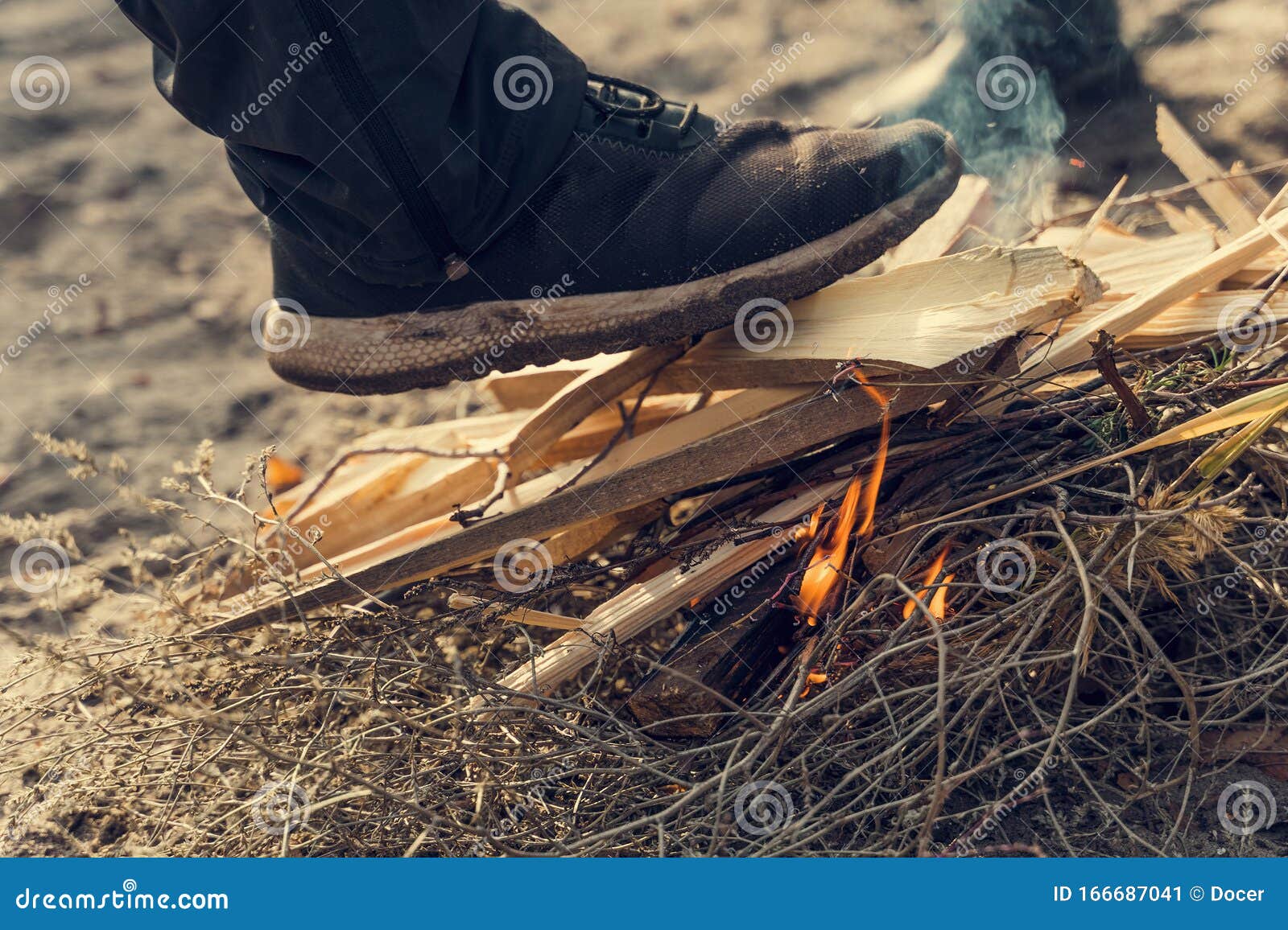 Cross Stepping on a Bonfire Stock Image - Image of tread, burning ...