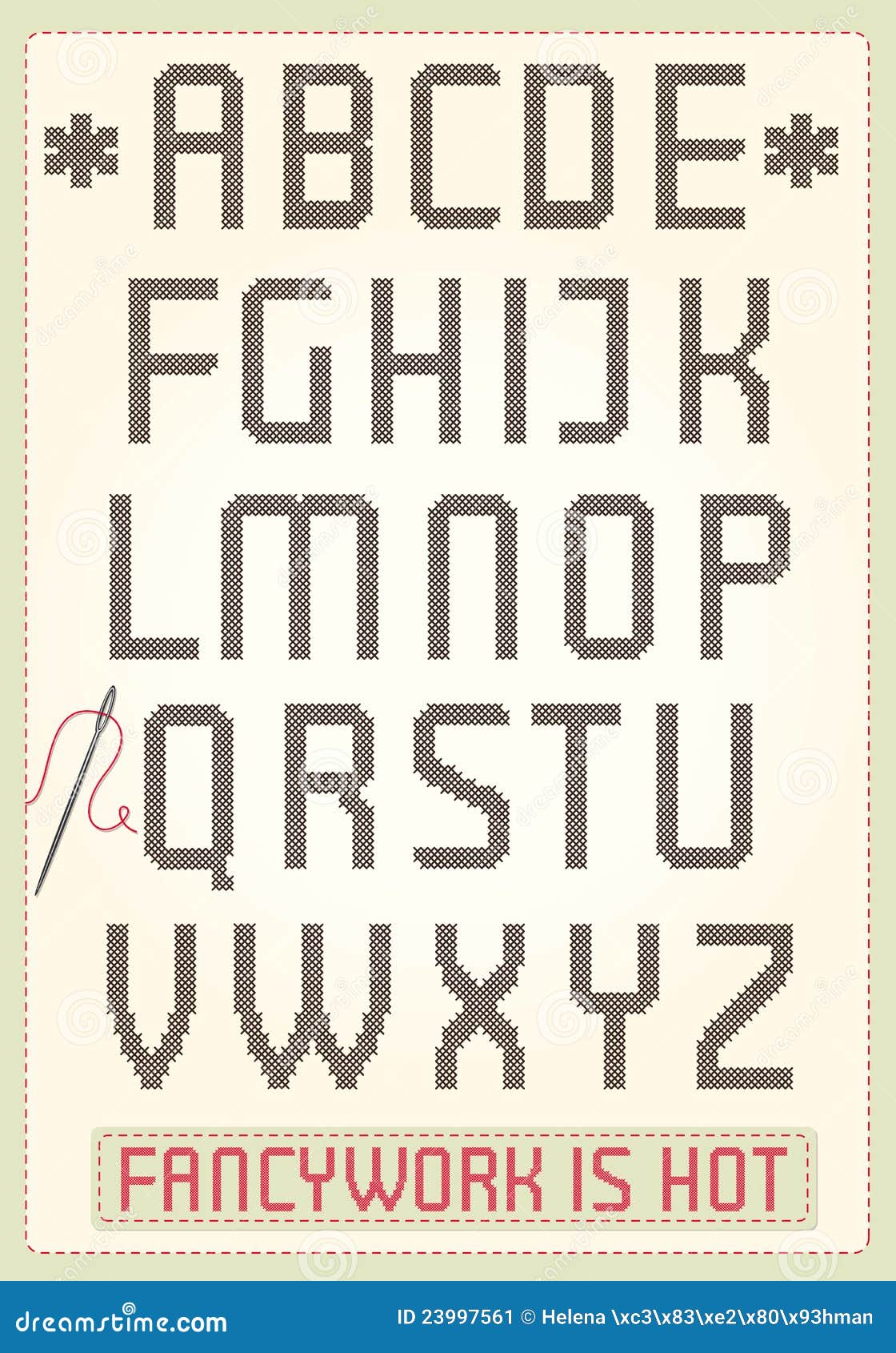 Cross Stitch Logo. Vector Emblem Embroidery. Illustration Of Female ...