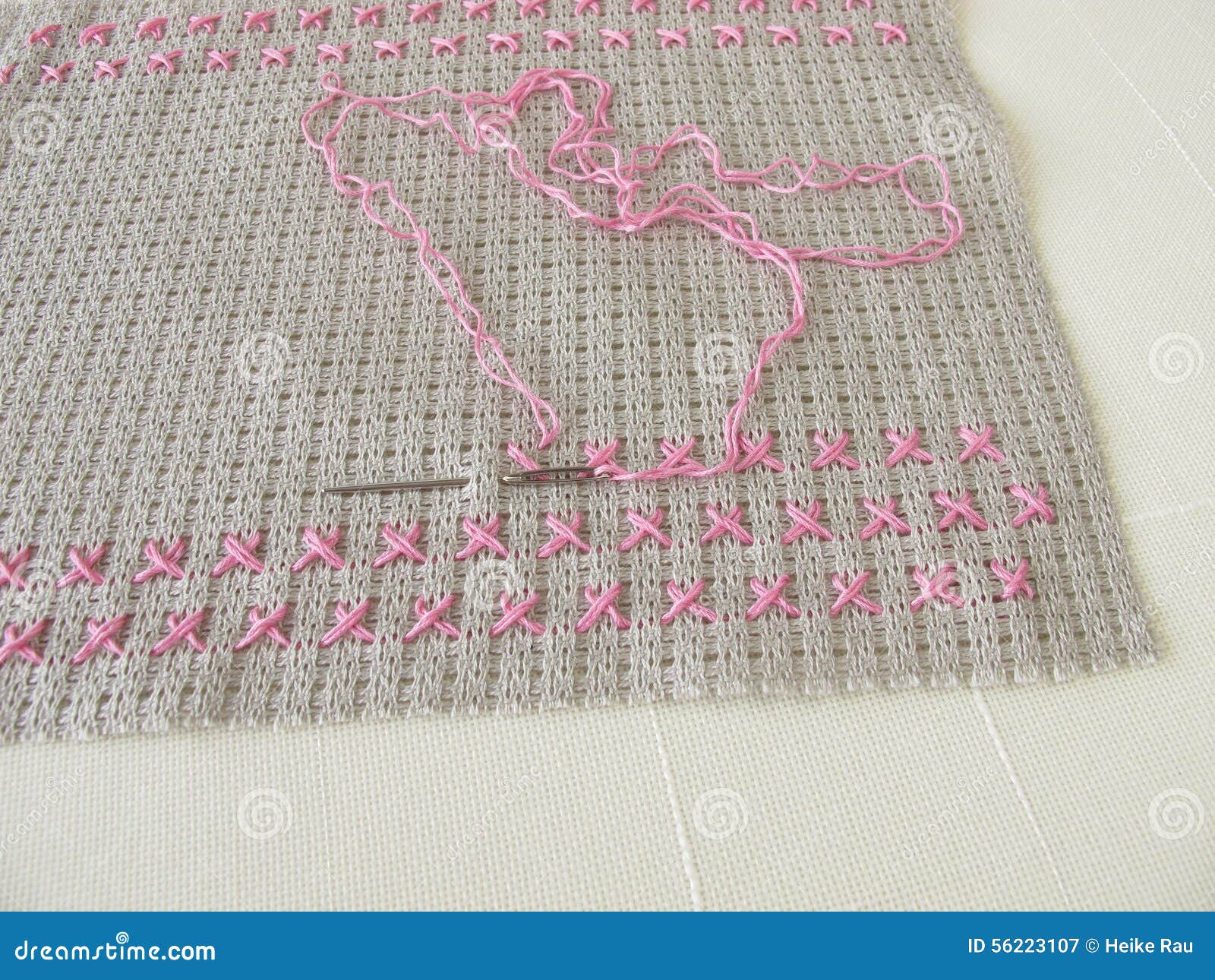 Cross-stitch on canvas stock image. Image of cross, stitches - 56223107