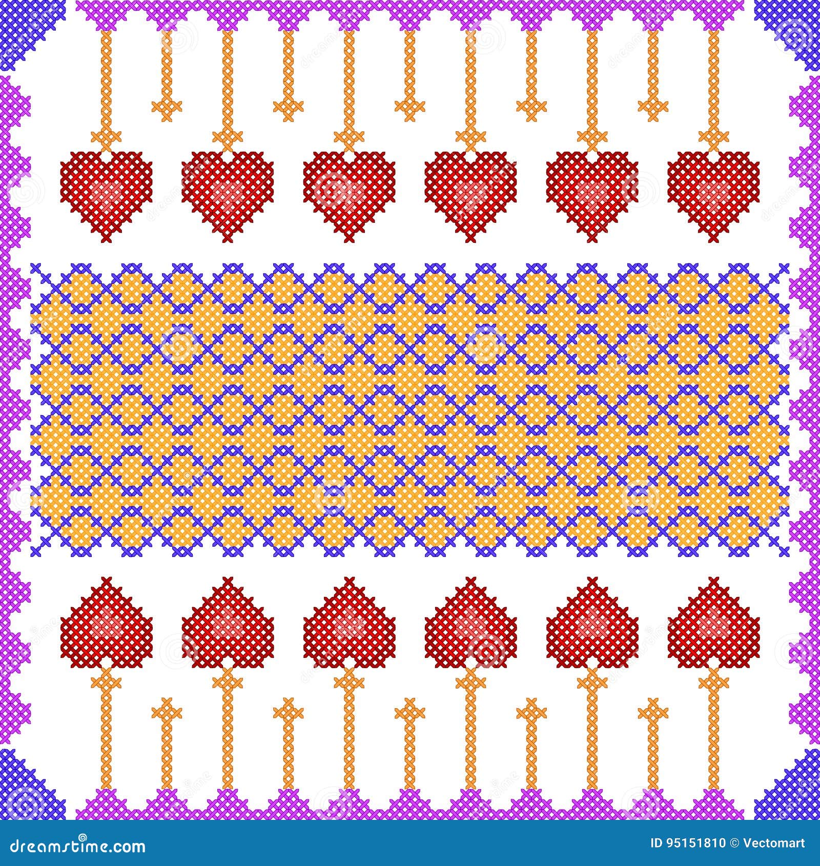Cross Stitch Embroidery Design for Seamless Pattern Texture Stock ...