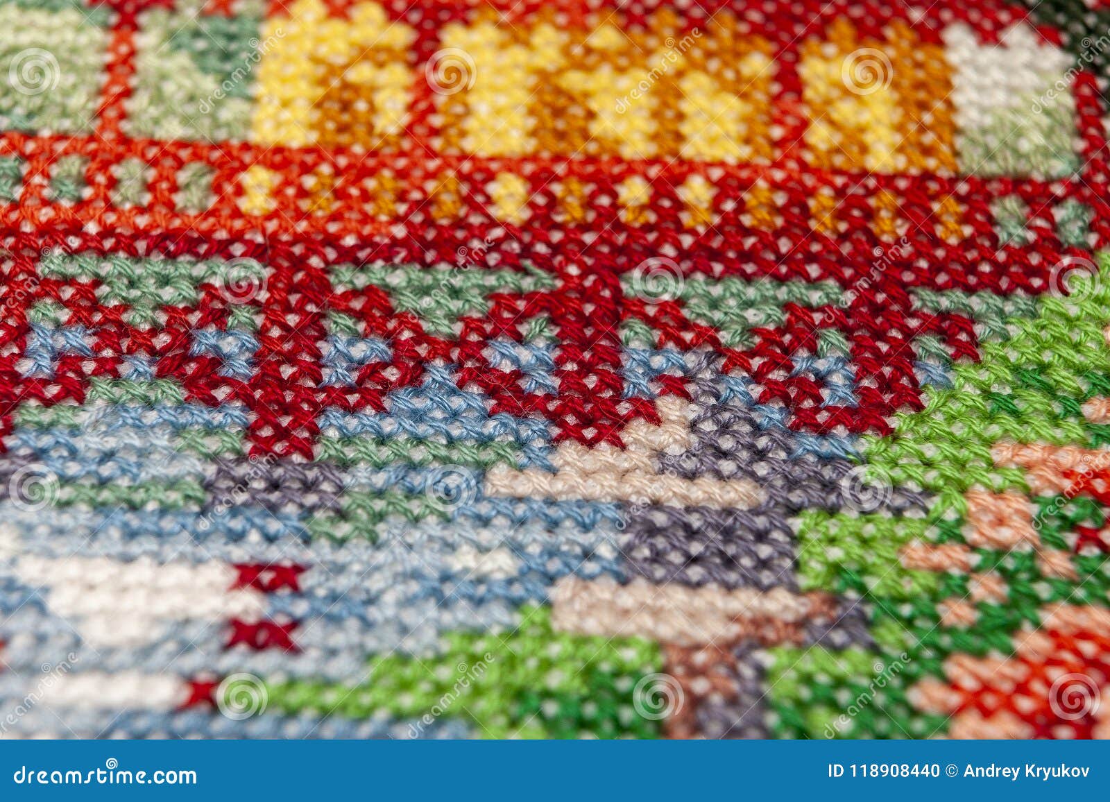 Cross-stitch. Macro Photography of Embroidery Sites Stock Photo - Image ...