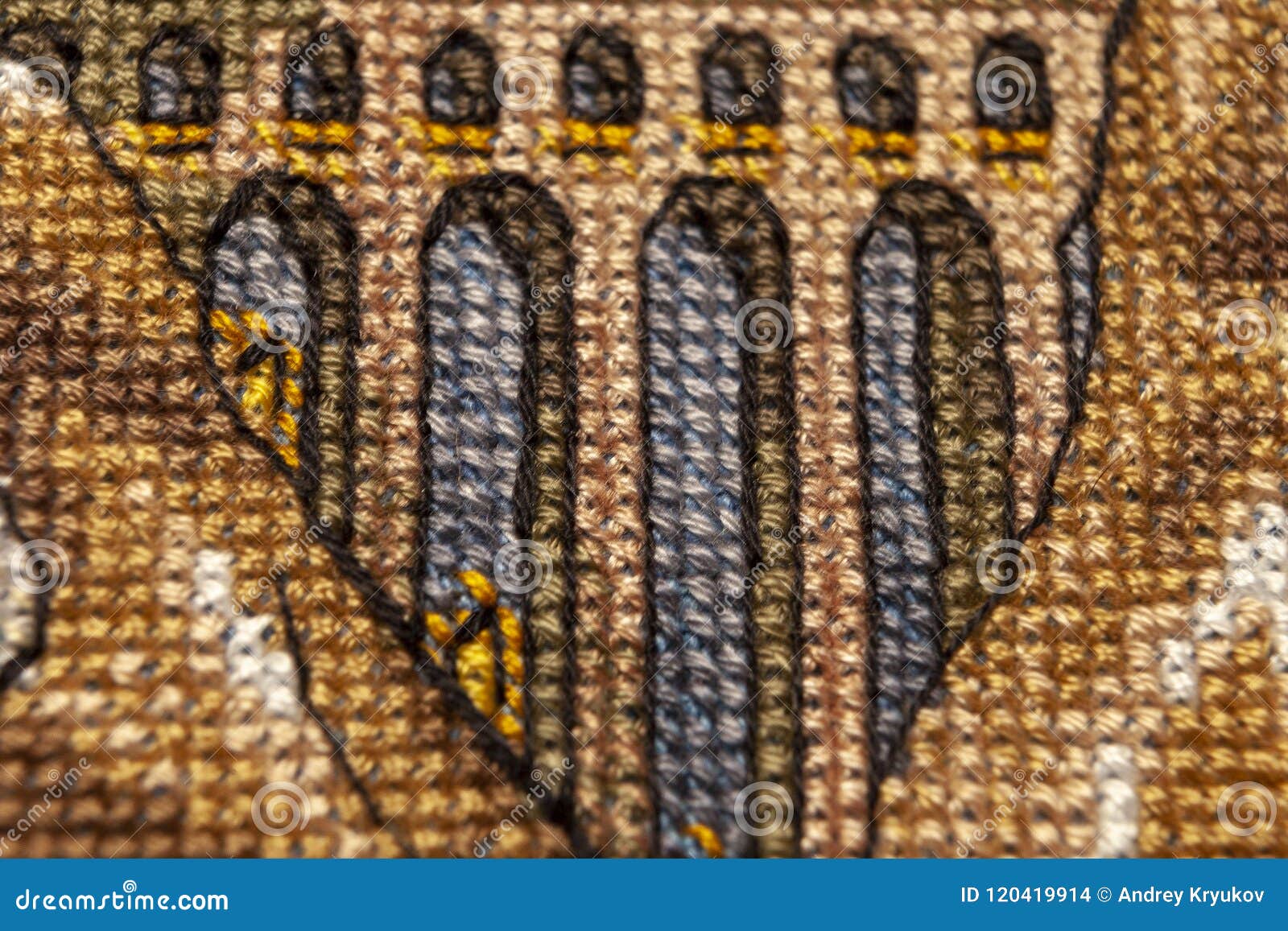 Cross-stitch. Macro Photography of Embroidery Sites. Shooting with a ...