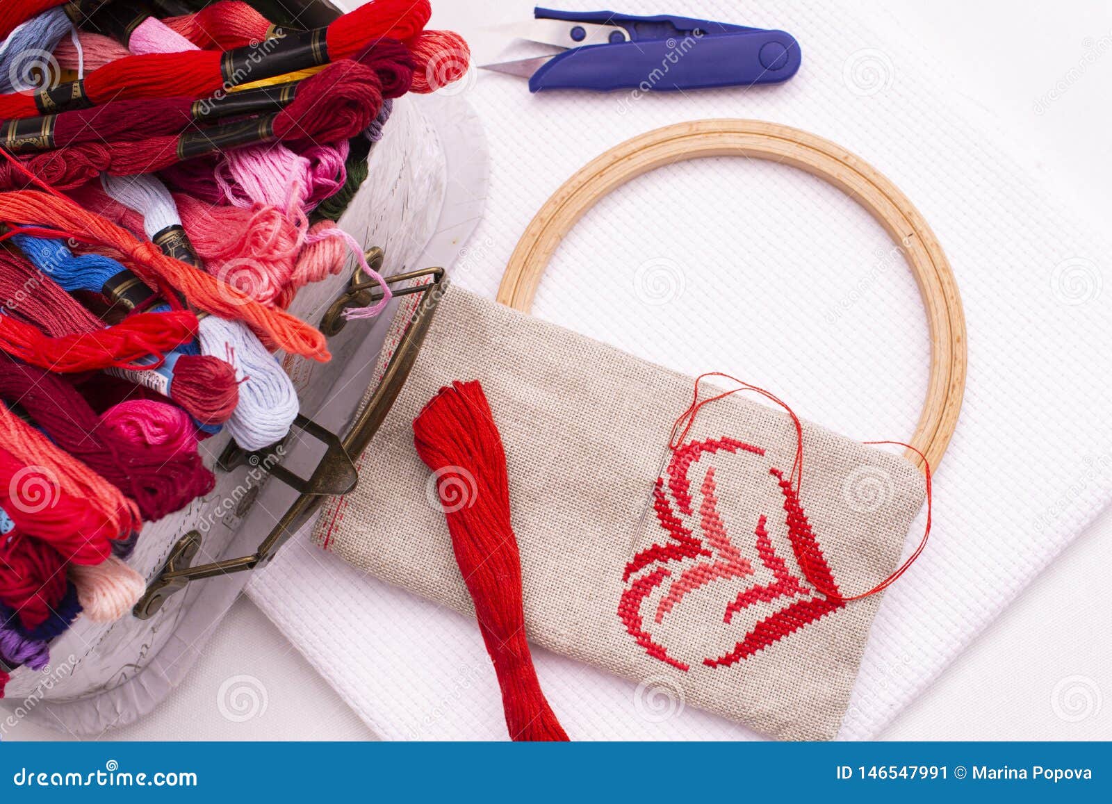 Cross stitch, red color stock image. Image of background - 146547991