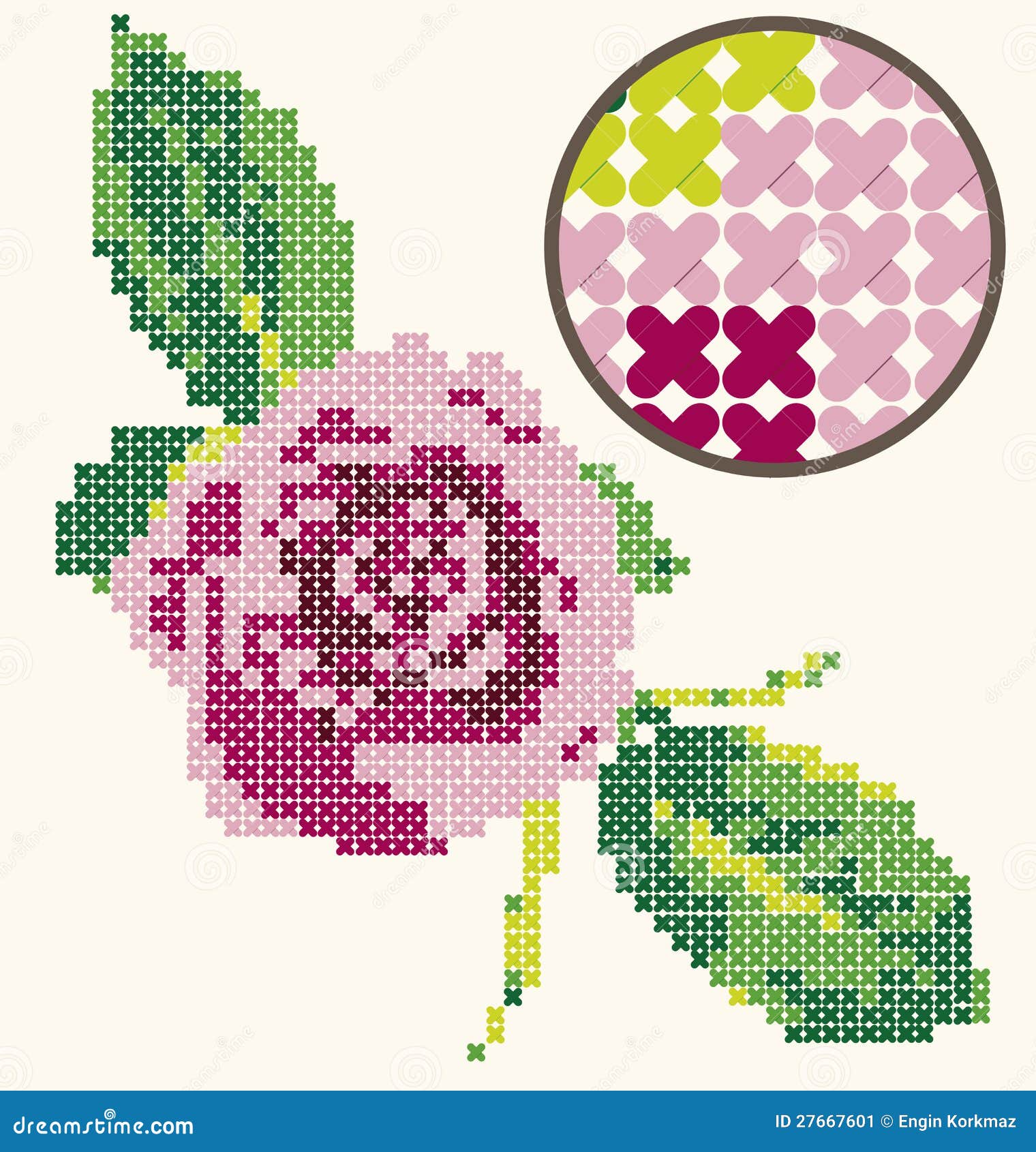 Cross Stitch Rose Embroidery Stock Vector - Illustration of backdrop ...