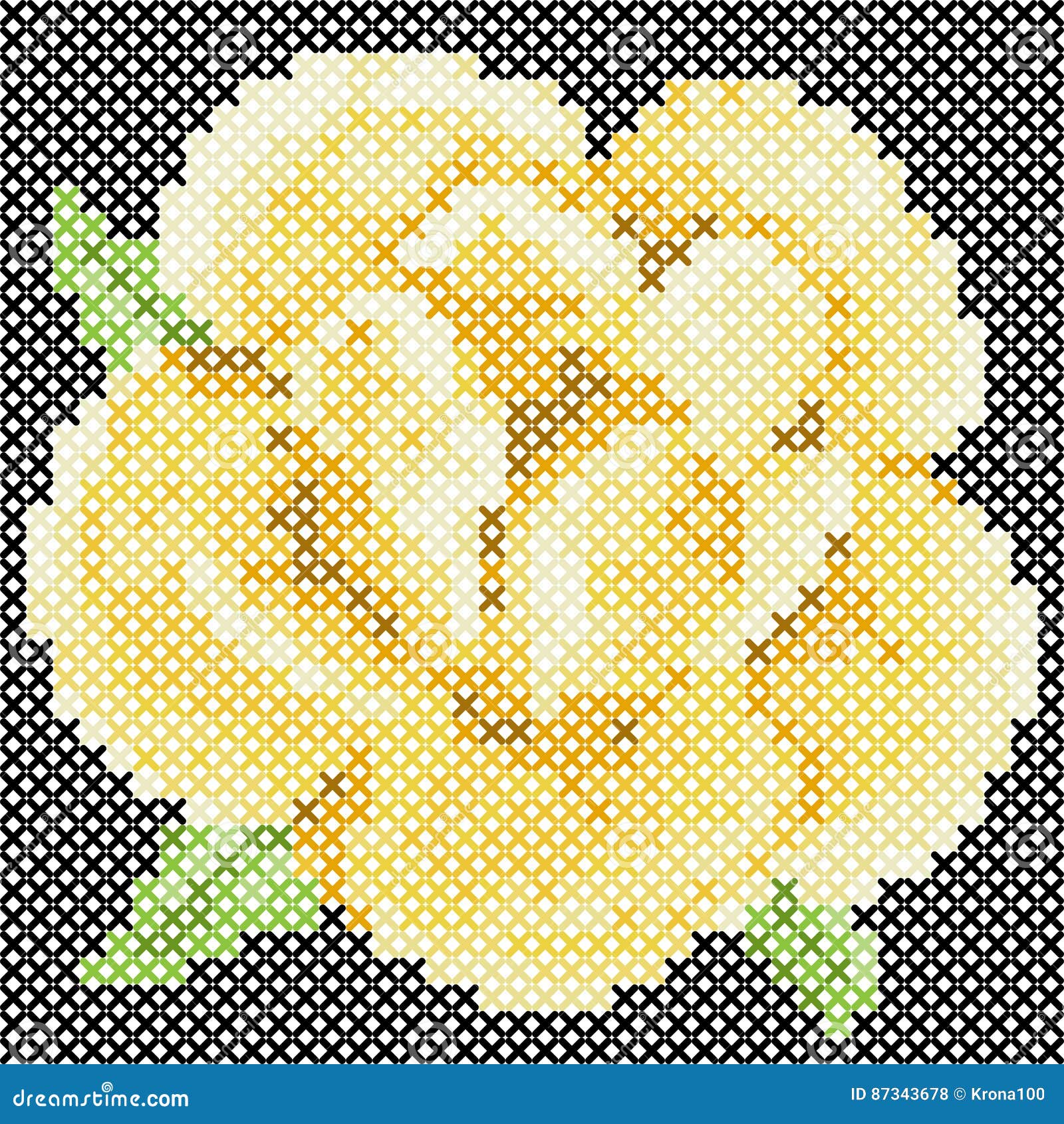Cross Stitch Yellow Rose stock vector. Illustration of decorative ...
