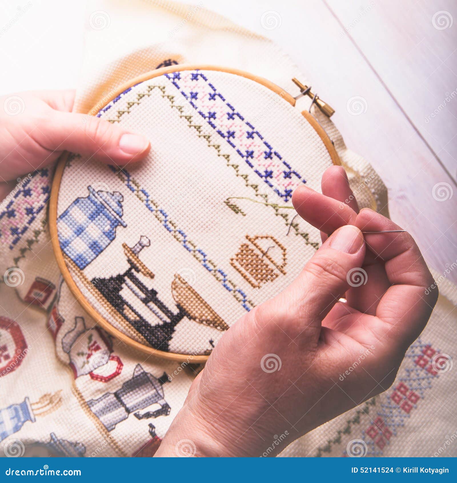 Cross Stitching stock photo. Image of arts, household - 52141524