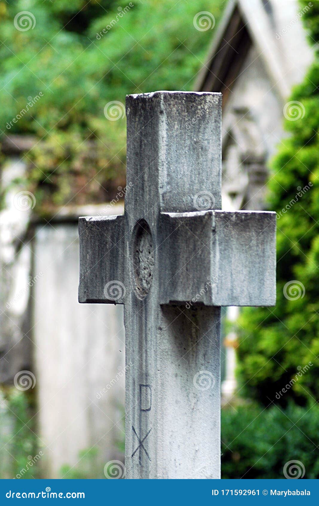 Cross stone in a cemetry stock image. Image of cross - 171592961