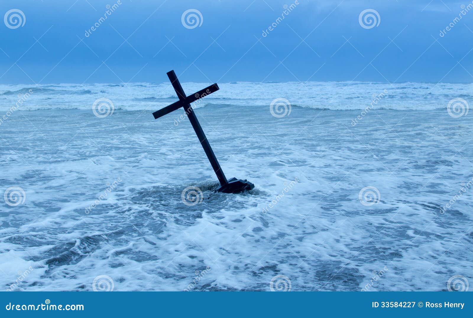 Cross in Storm stock image. Image of foam, holy, waves - 33584227