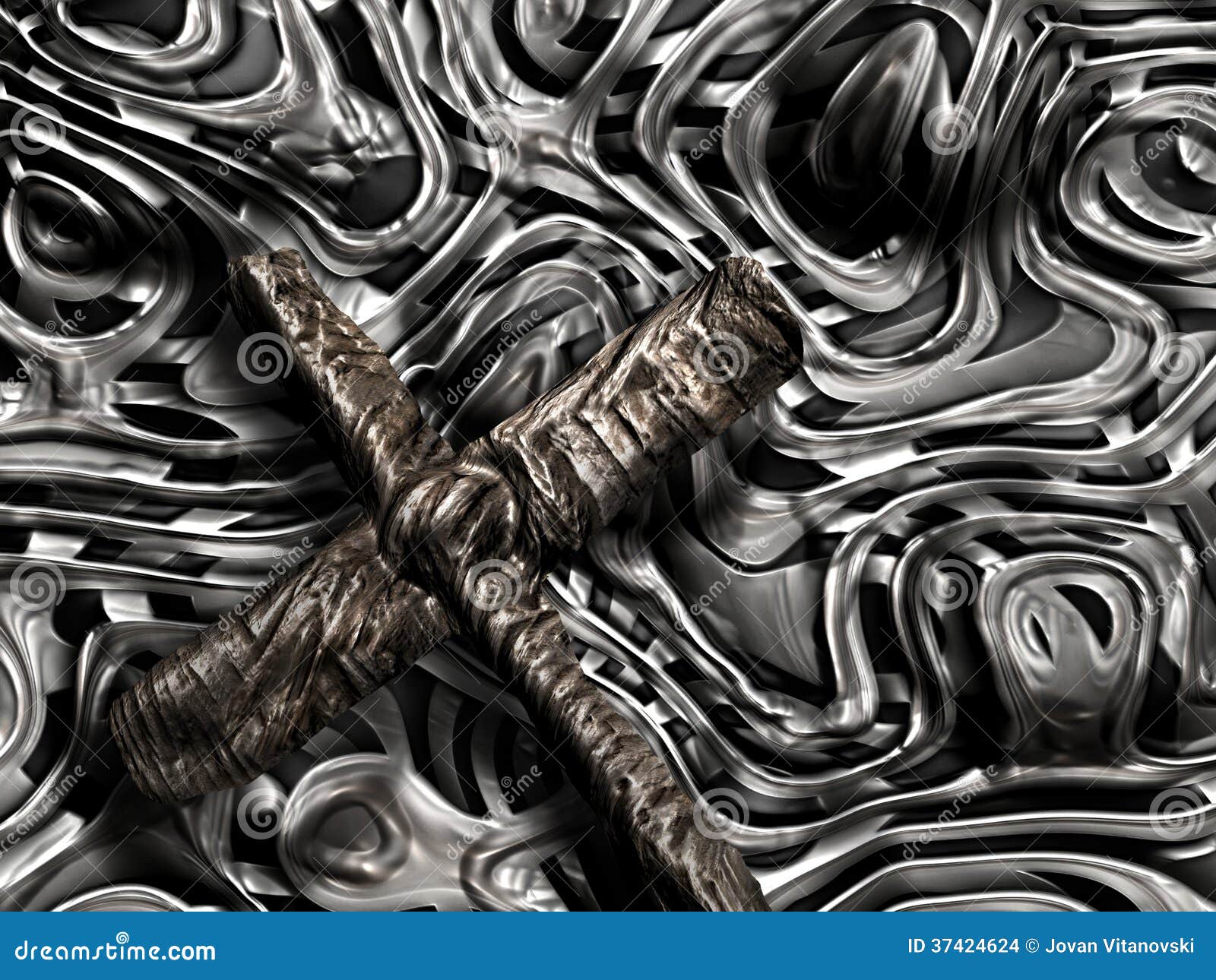 Cross on the strange wall stock illustration. Illustration of engrave ...