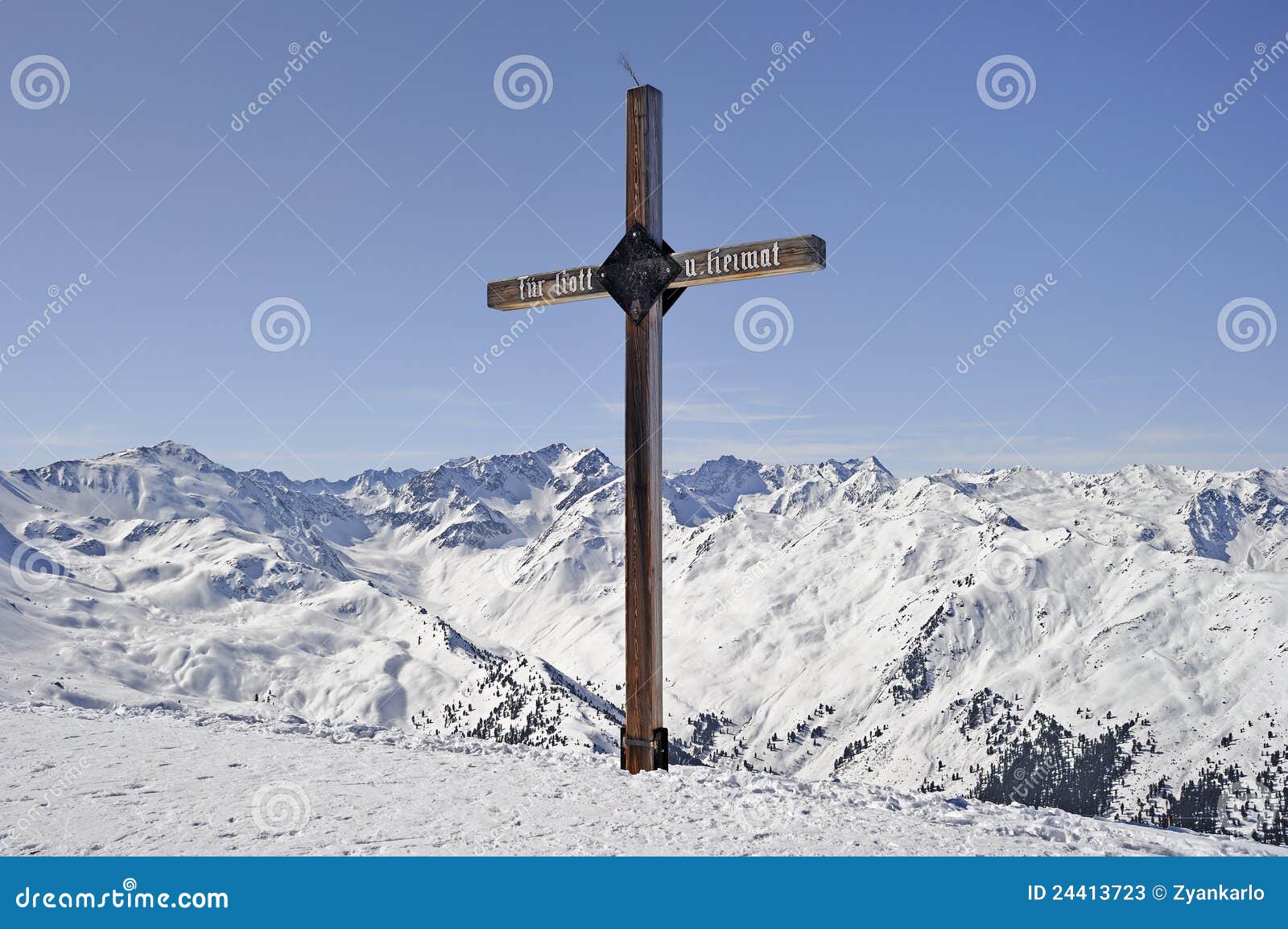 Cross on the Summit on a Mountain in Austria Stock Image - Image of ...