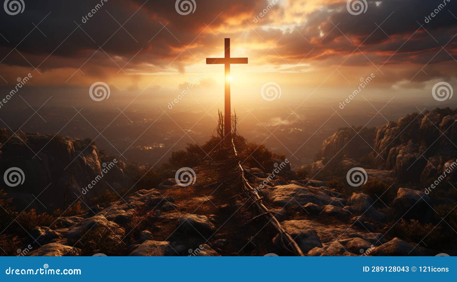 A Cross with the Sun Behind it Stock Illustration - Illustration of ...