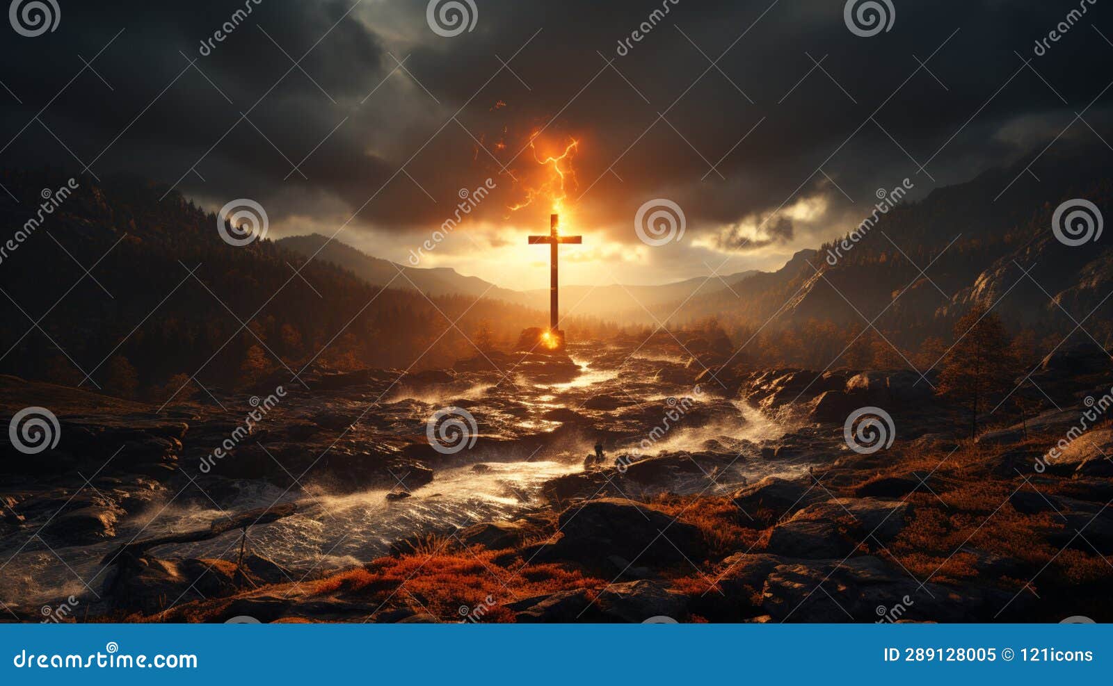 A Cross with the Sun Behind it Stock Illustration - Illustration of ...