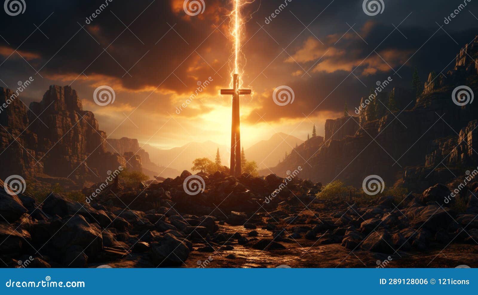 A Cross with the Sun Behind it Stock Illustration - Illustration of ...