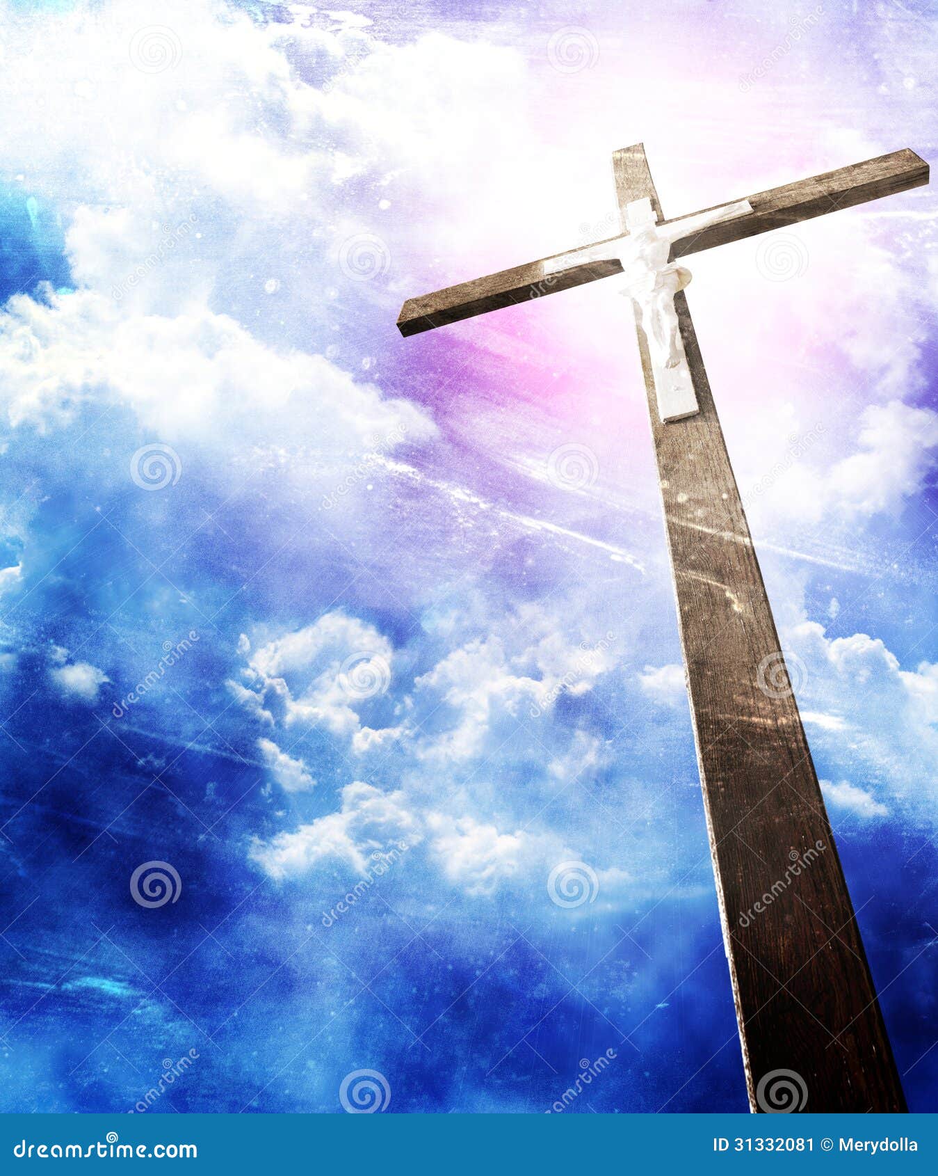 Cross in sun rays stock image. Image of grunge, christian - 31332081