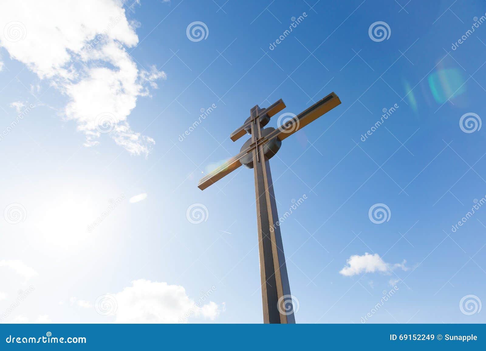 Cross and Sunny Sky Background Stock Image - Image of clouds, dimly ...