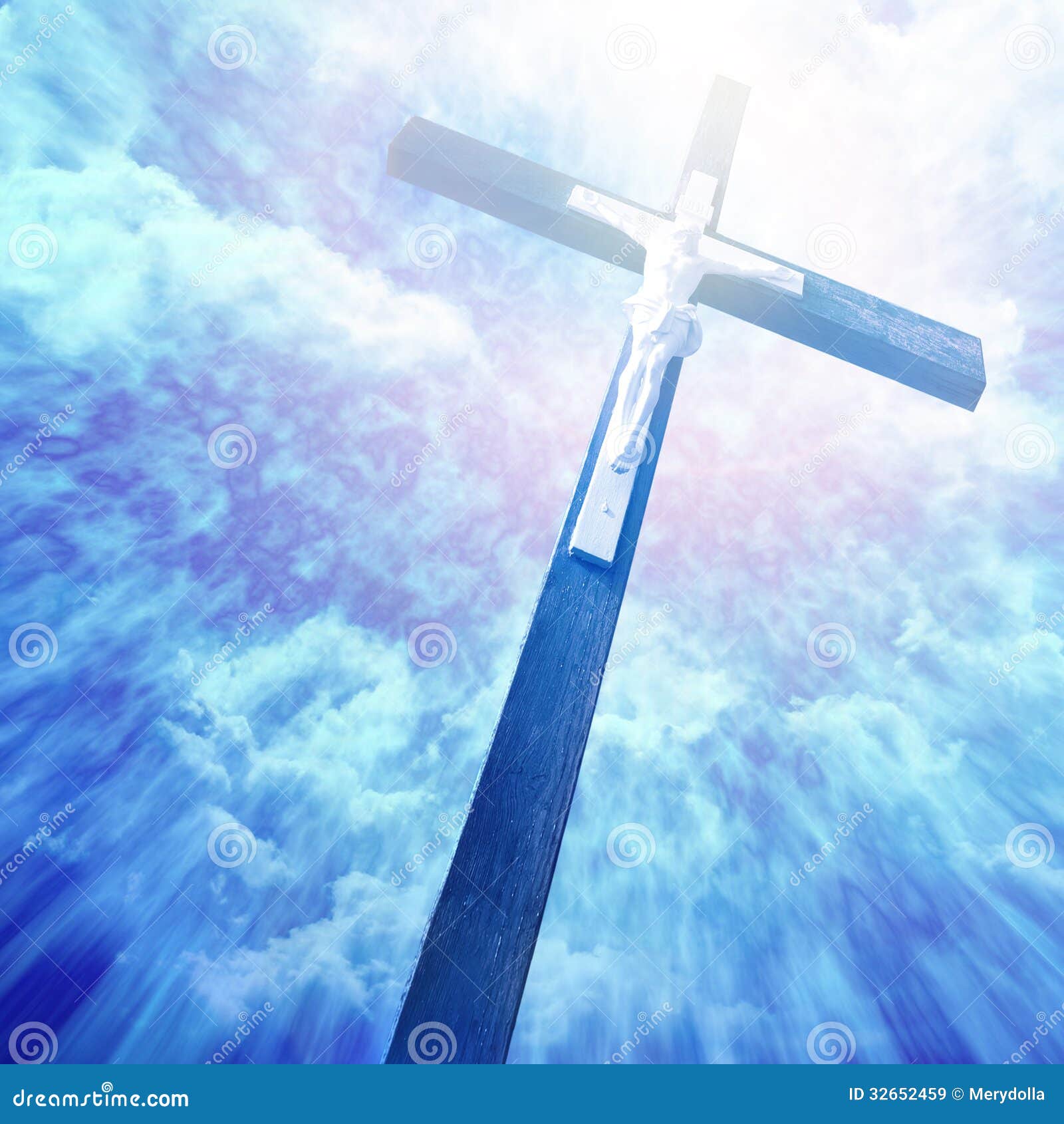 Cross in sunrays stock image. Image of cloudy, icon, christianity ...