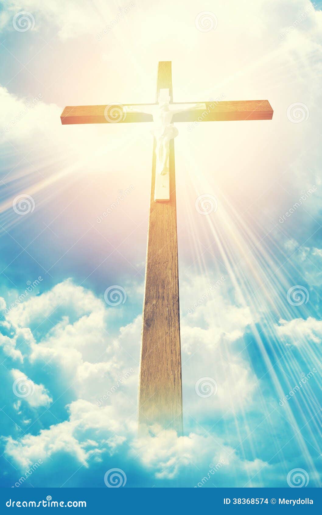 Cross in sunrays stock photo. Image of heart, christianity - 38368574
