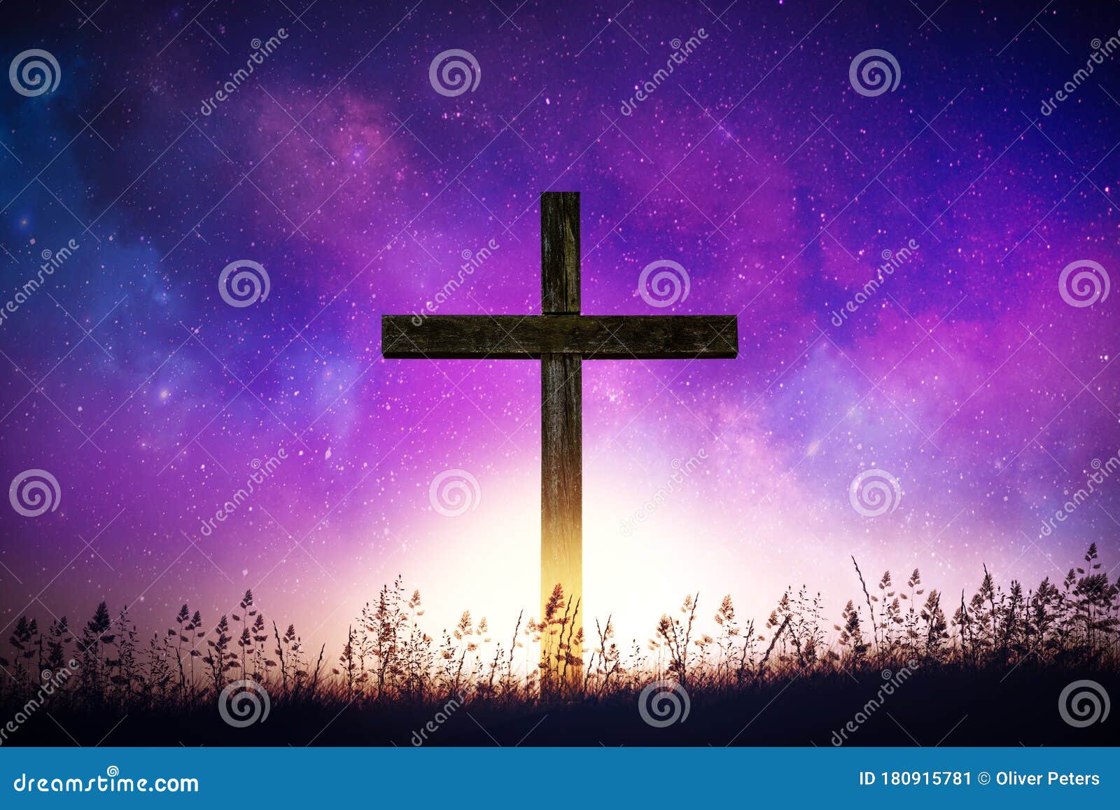 Cross at sunrise stock illustration. Illustration of heaven - 180915781