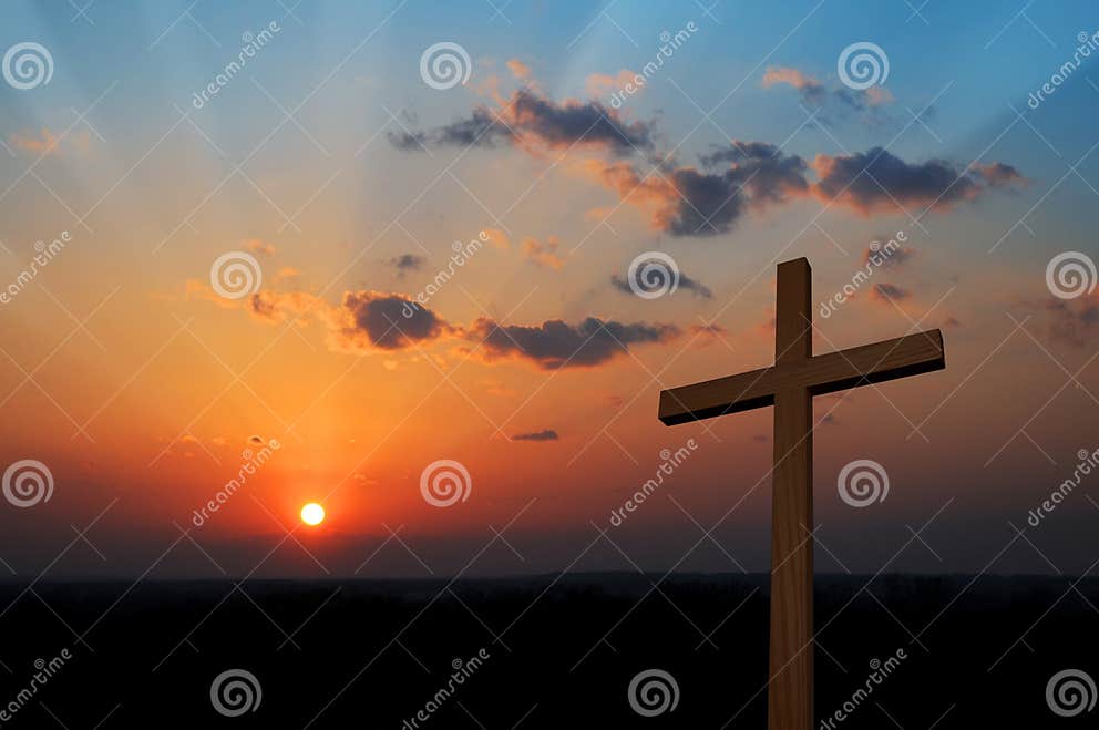 Cross at Sunset stock image. Image of religion, nature - 4297839