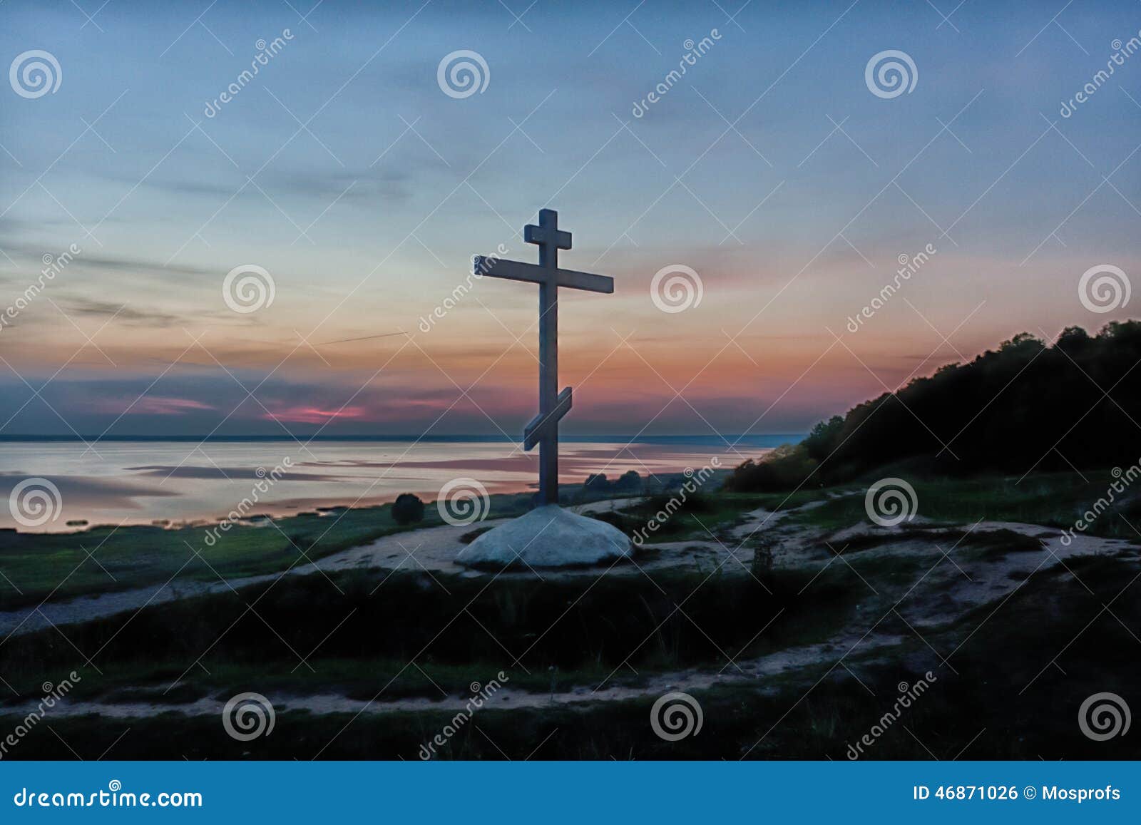 Cross at sunset stock photo. Image of silhouette, cross - 46871026